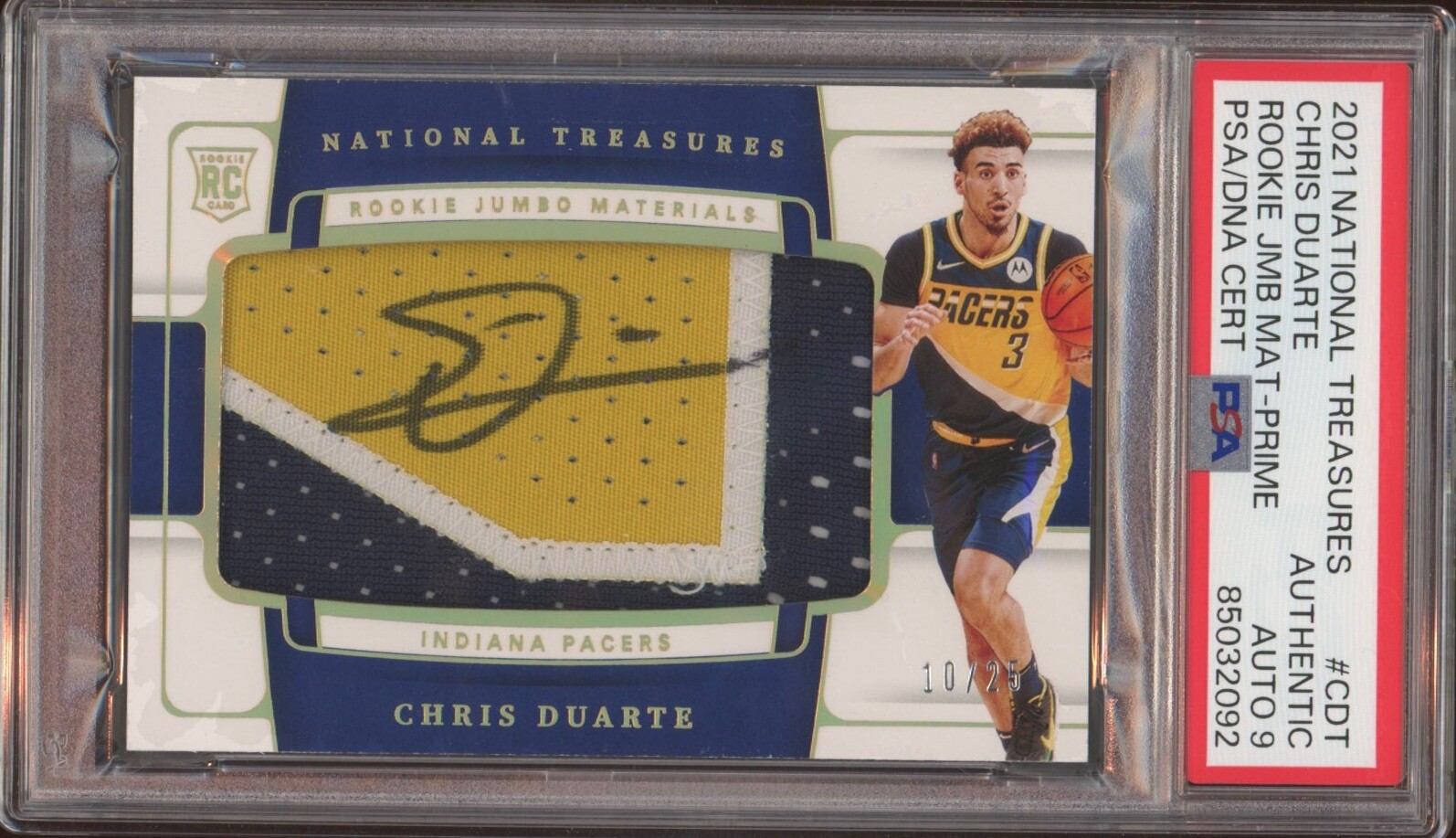 2021 National Treasures Chris Duarte Rookie Jumbo Prime /25 Psa MINT 9 ...