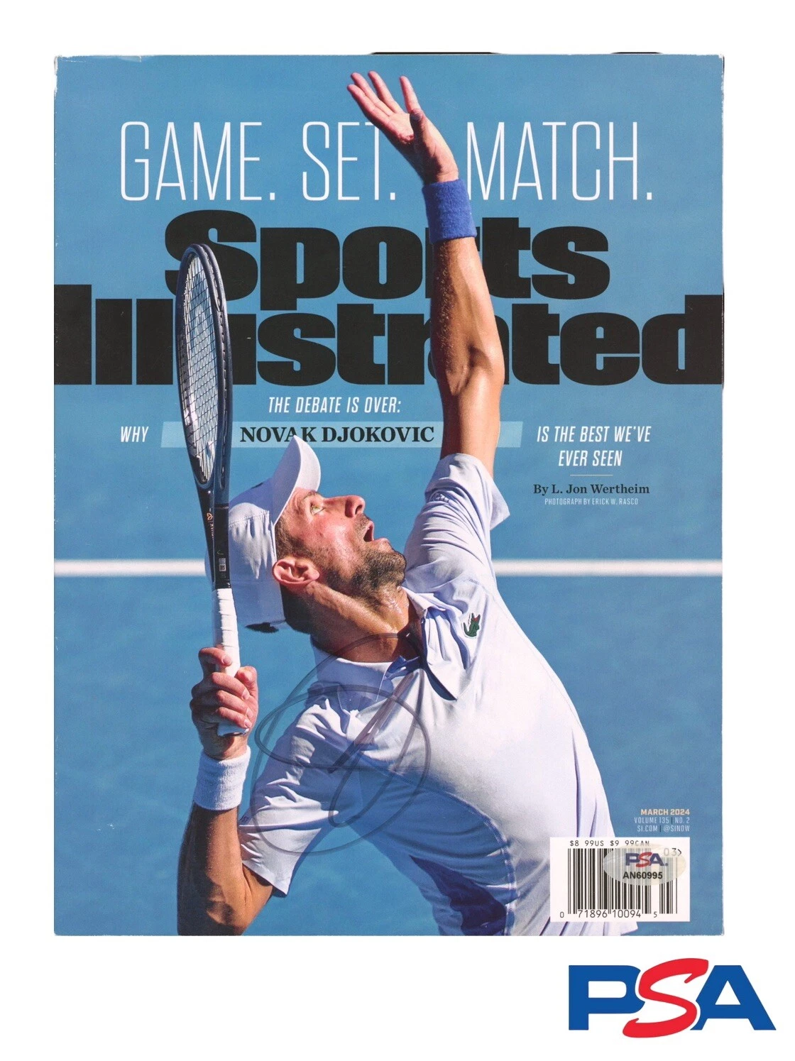 Novak Djokovic Signed March 2024 Sports Illustrated Full Magazine Psa ...