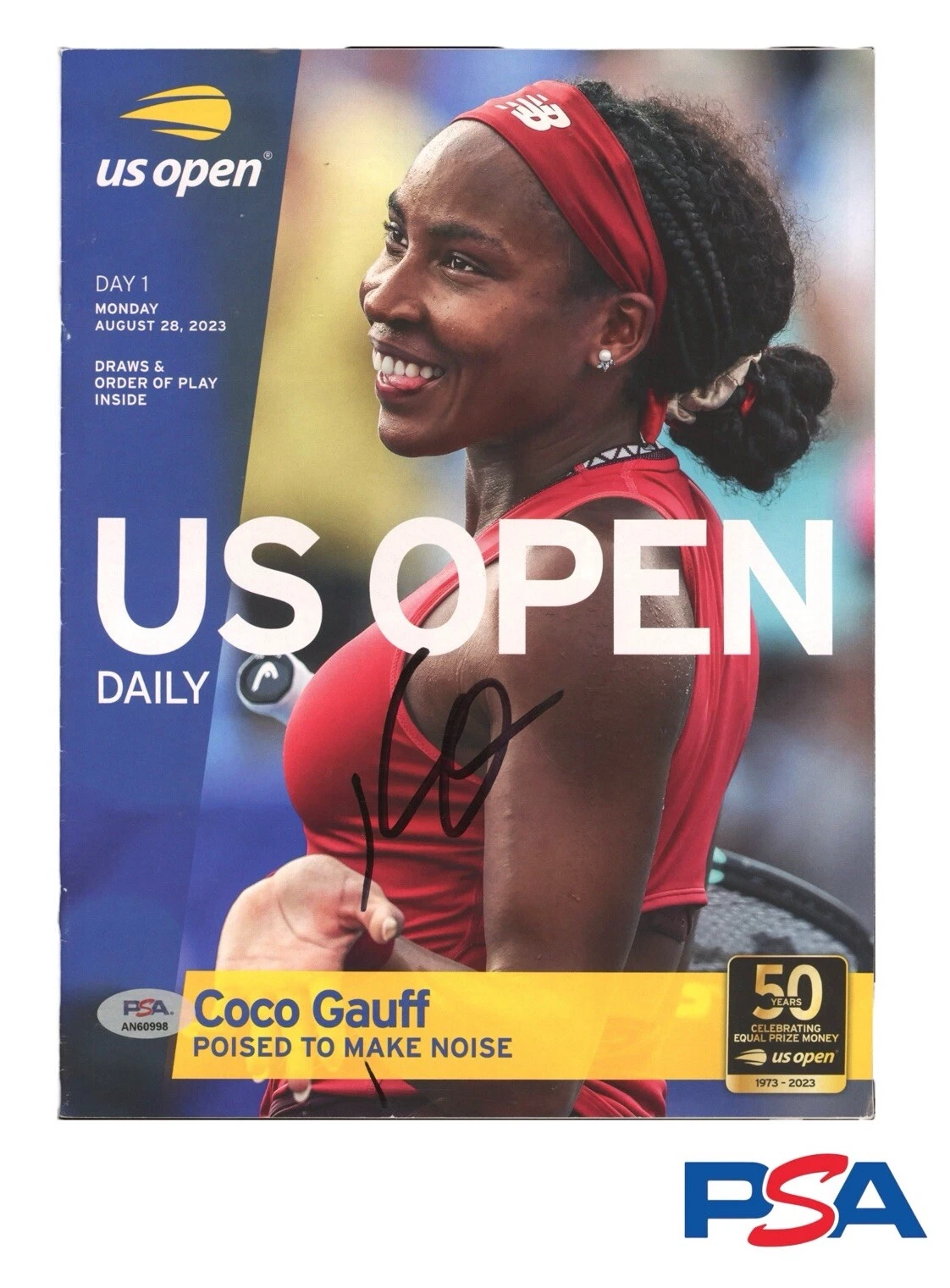 Coco Gauff Signed 2023 US Open Championships Daily Program Psa/Dna Auto ...