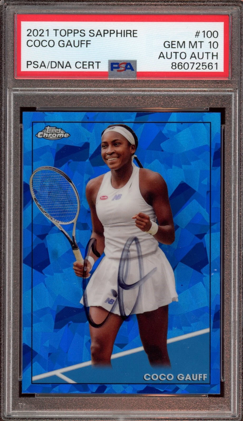 Coco Gauff Signed 2021 Topps Chrome #100 Sapphire Rookie Card Auto Psa ...
