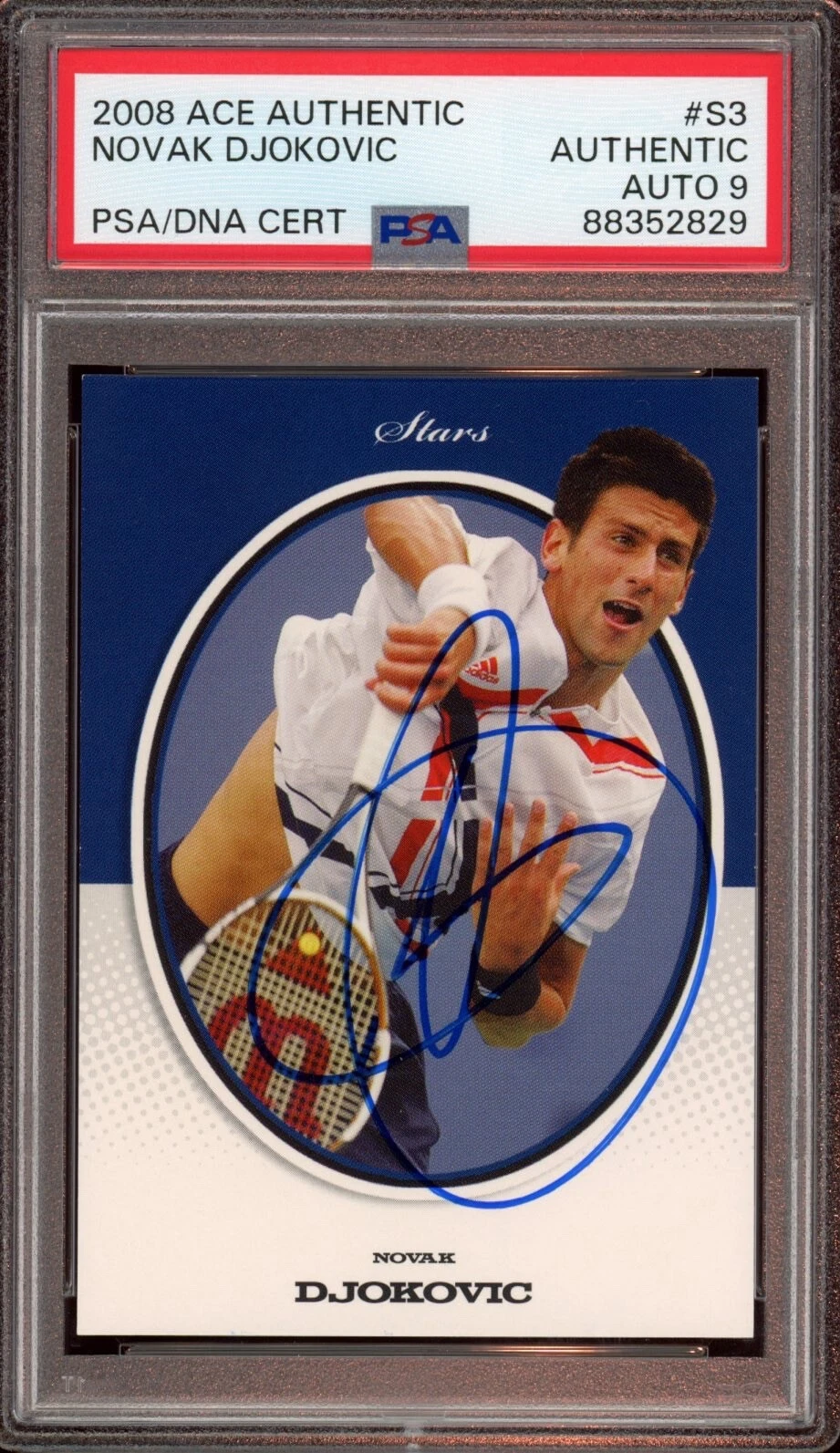 2008 Ace Authentic #S3 Novak Djokovic Signed Stars Card Psa MINT 9 AUTO ...