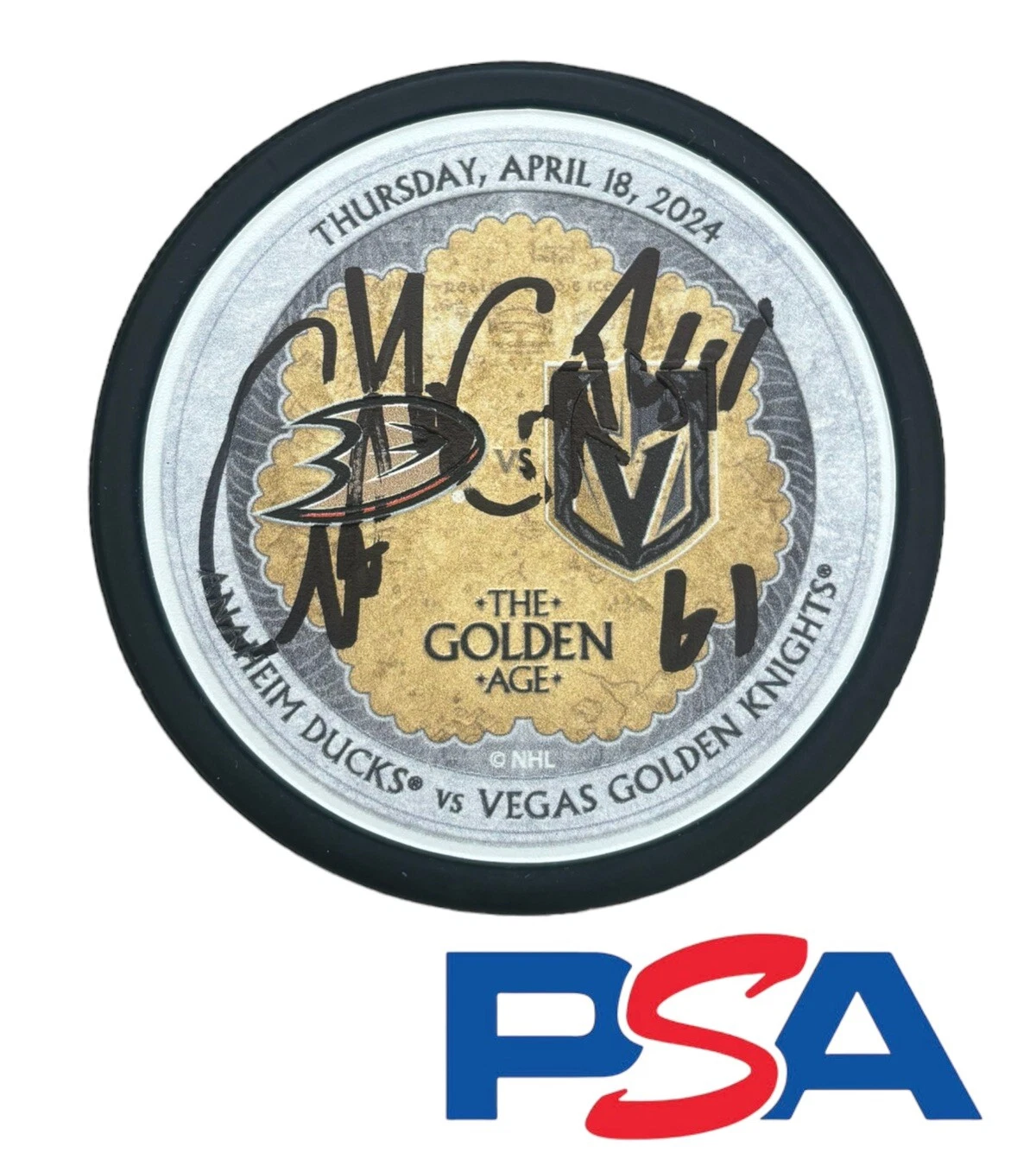 Cutter Gauthier Signed NHL DEBUT 4/18/2024 Logo Puck Auto Psa/Dna ...