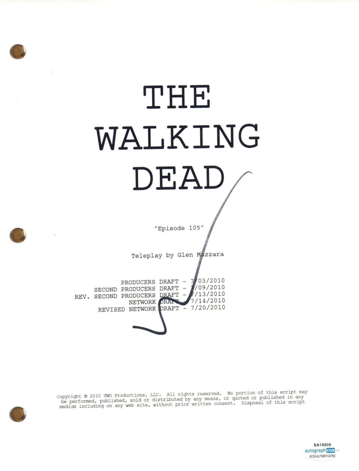 NORMAN REEDUS Signed THE WALKING DEAD Autograph Script Screenplay ...