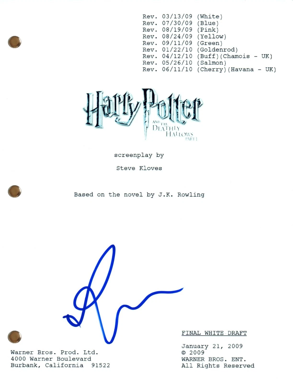 Rupert Grint Signed Autograph Harry Potter Deathly Hallows Pt 1 Movie ...