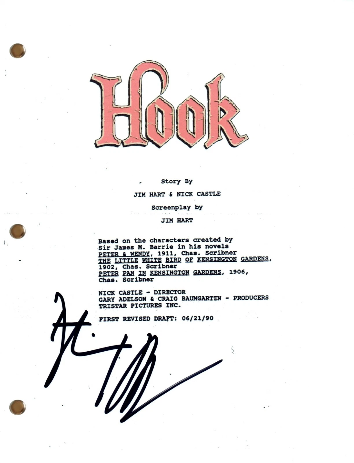Dustin Hoffman Signed Autograph HOOK Movie Script Full Screenplay COA ...