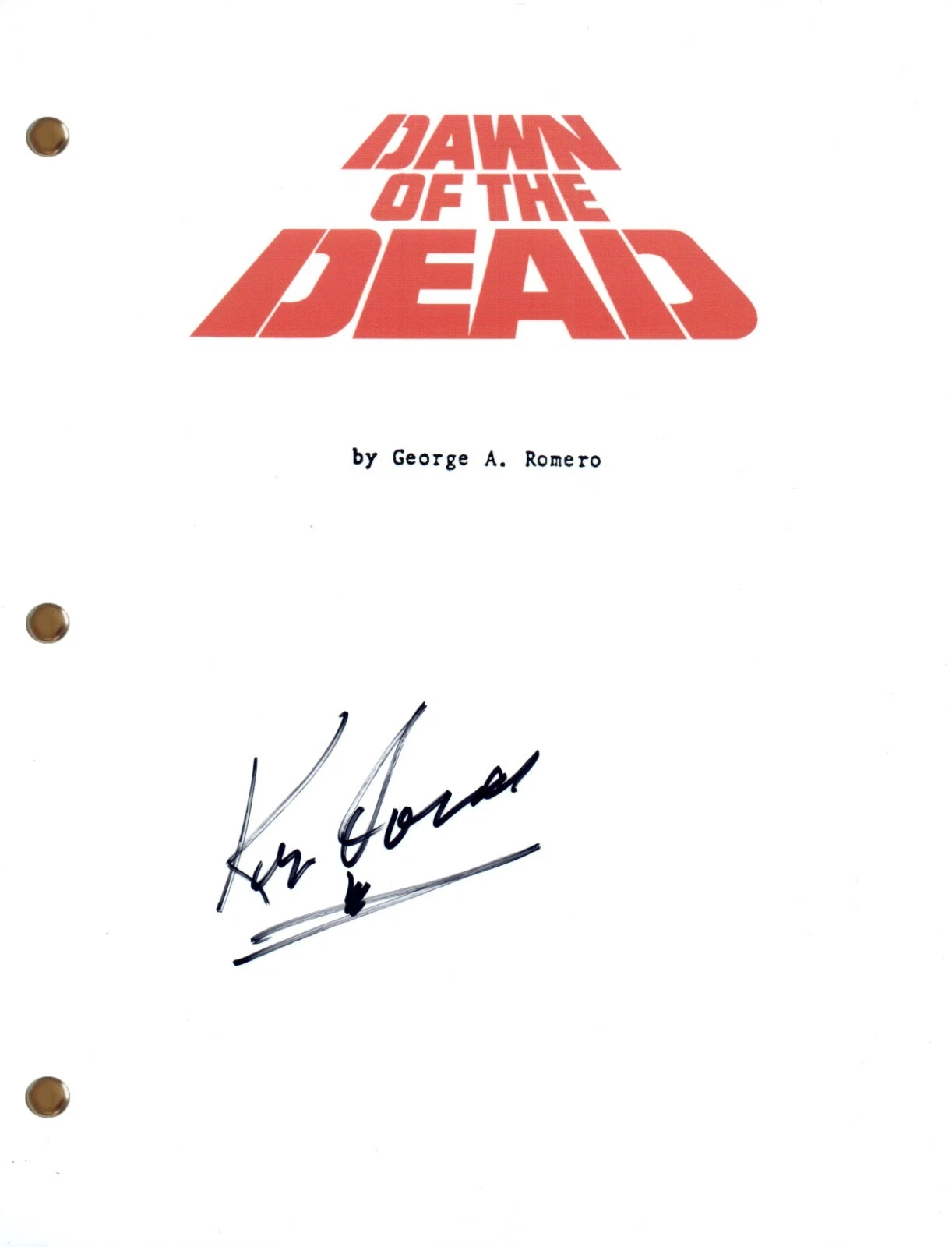 Ken Foree Signed Autograph DAWN OF THE DEAD Movie Script Full ...