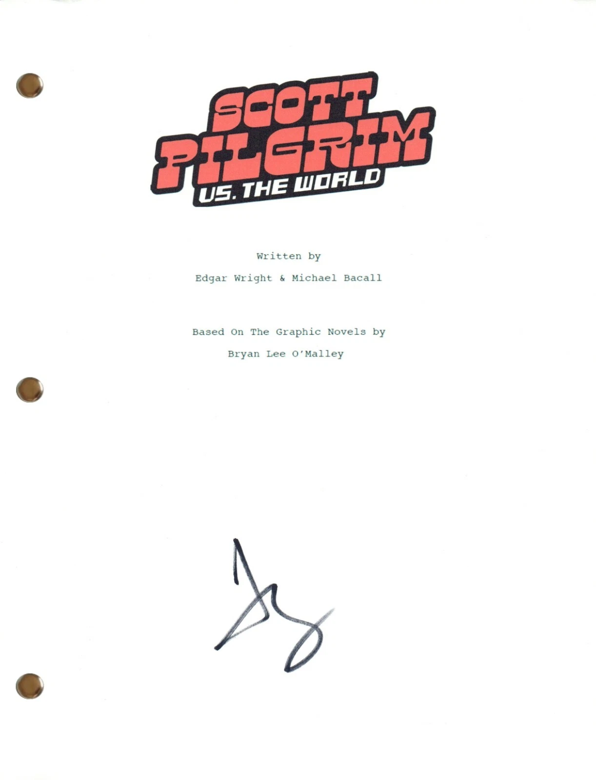 Jason Schwartzman Signed Scott Pilgrim vs. the World Movie Script ...