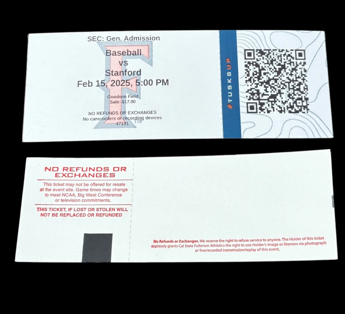 Rintaro Sasaki NCAA COLLEGE DEBUT Ticket Stub 2/15/2025 Stanford ...