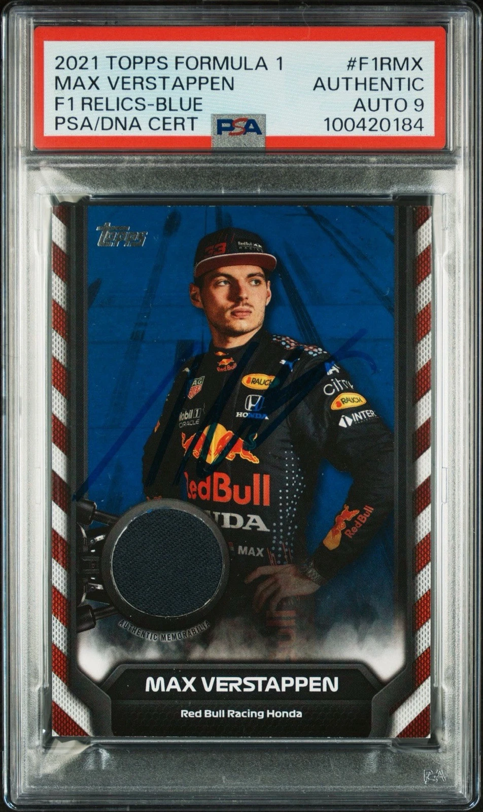 2021 Topps Formula 1 Max Verstappen Rookie Blue Relics RPA /99 Psa MINT ...