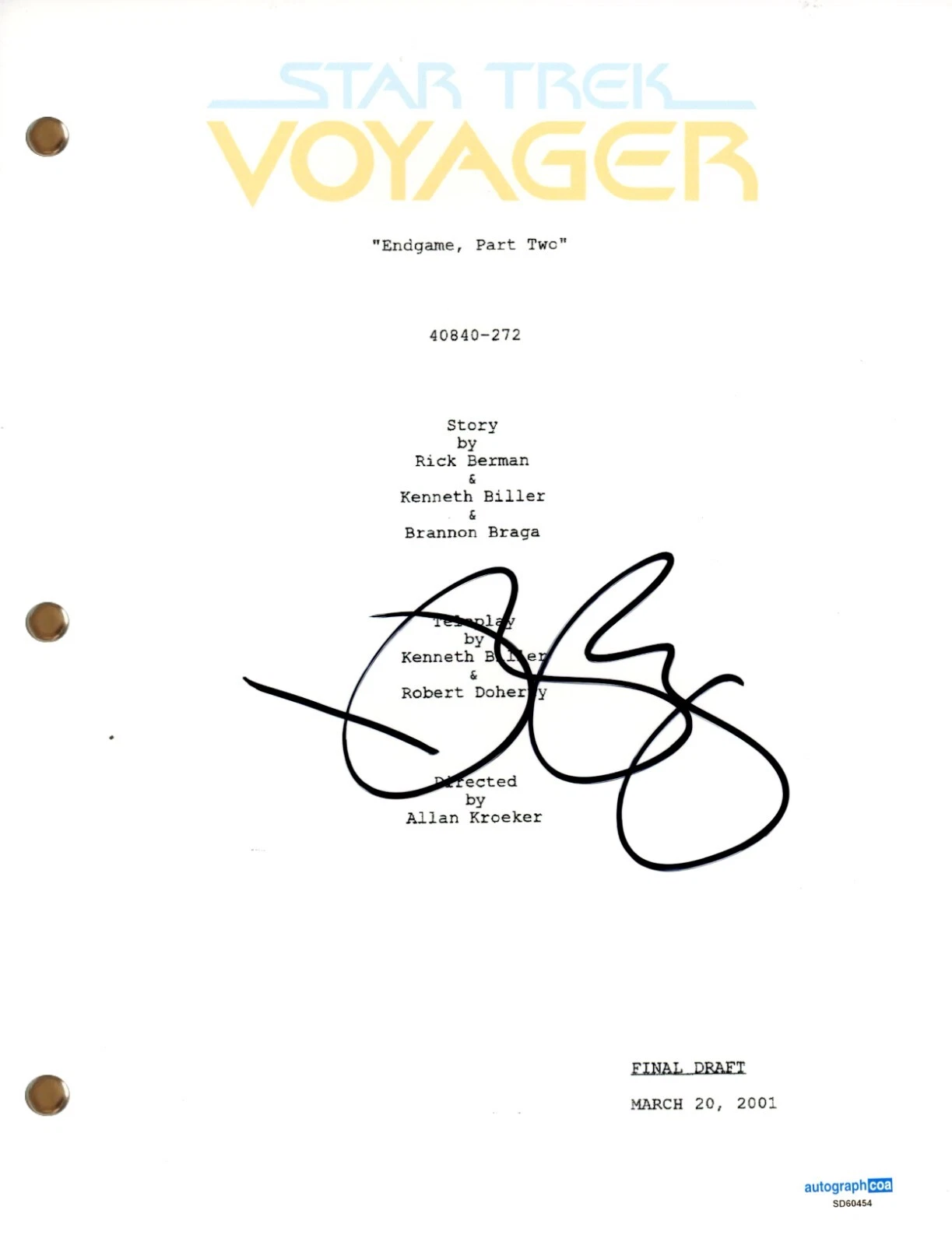 Jeri Ryan "Star Trek Voyager" Signed Autograph Episode Script Seven of ...