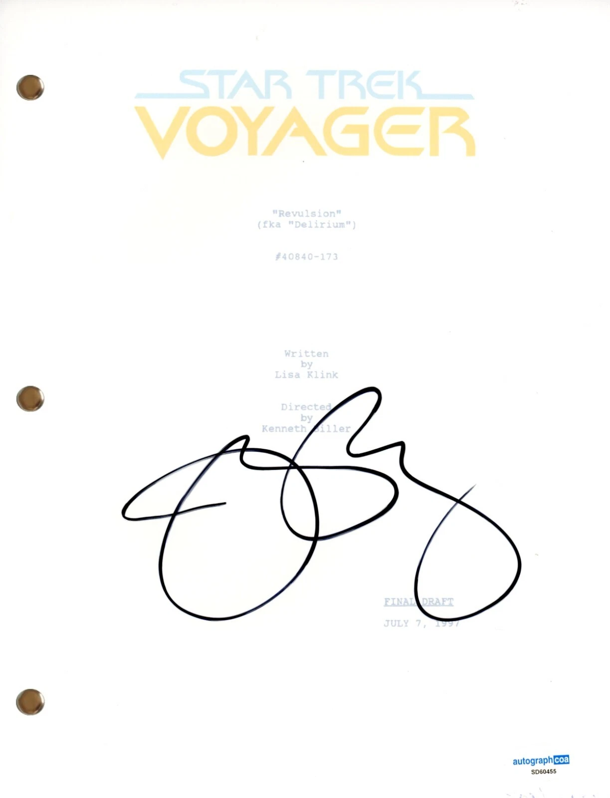 Jeri Ryan “Star Trek Voyager” Signed Autograph Episode Script TV ...
