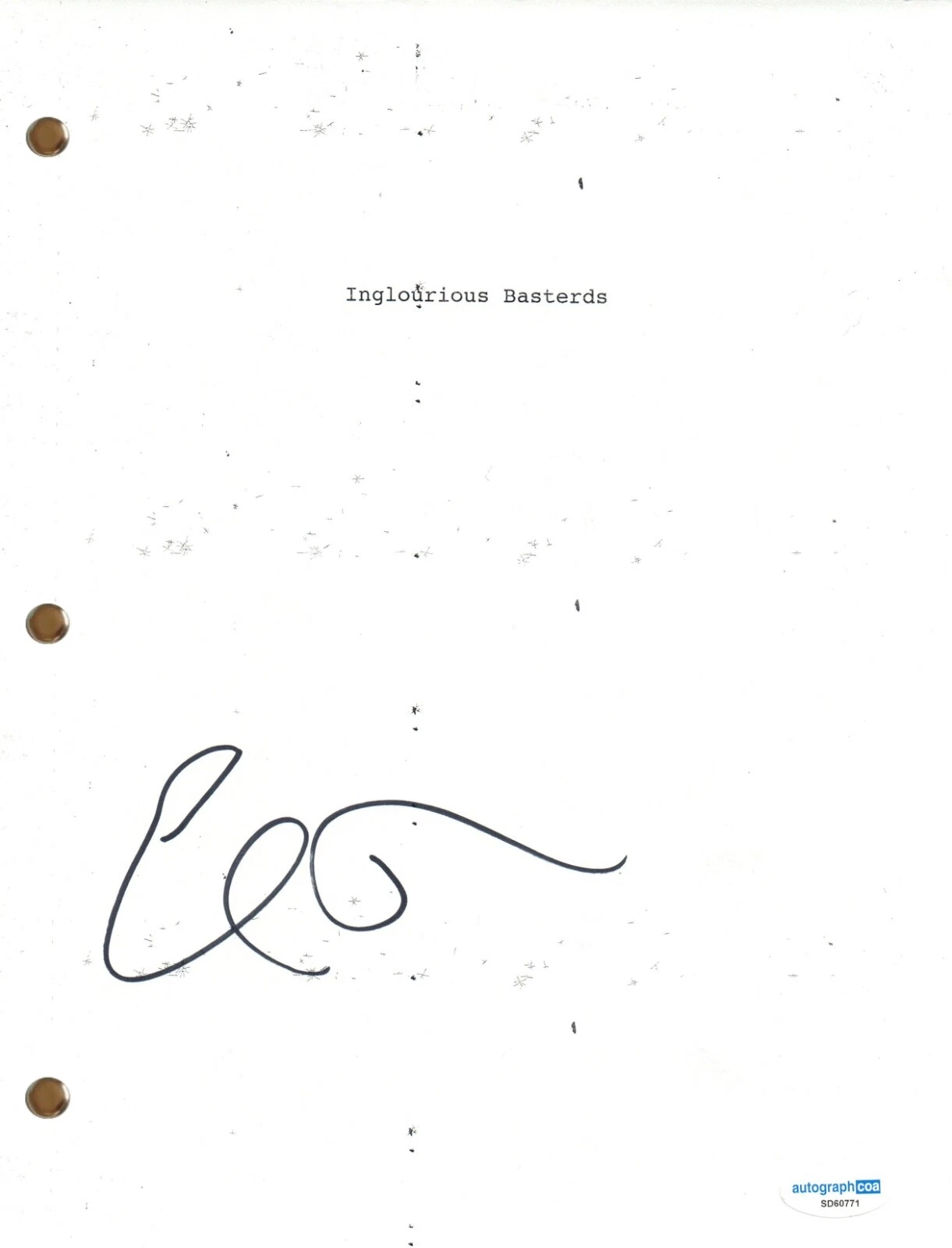 Eli Roth “Inglourious Basterds” Signed Autograph Movie Script ...