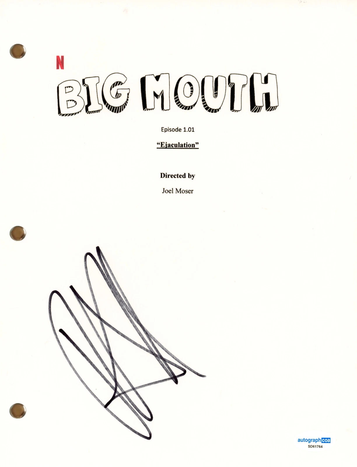 Richard Kind "Big Mouth" Signed Autograph Pilot Episode TV Script ACOA ...