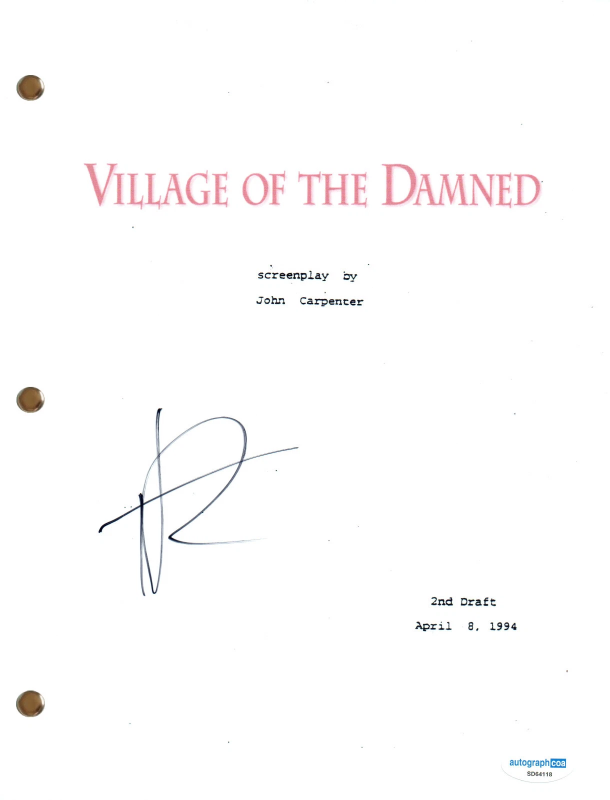 Thomas Dekker “Village of the Damned” Signed Autograph Full Movie ...