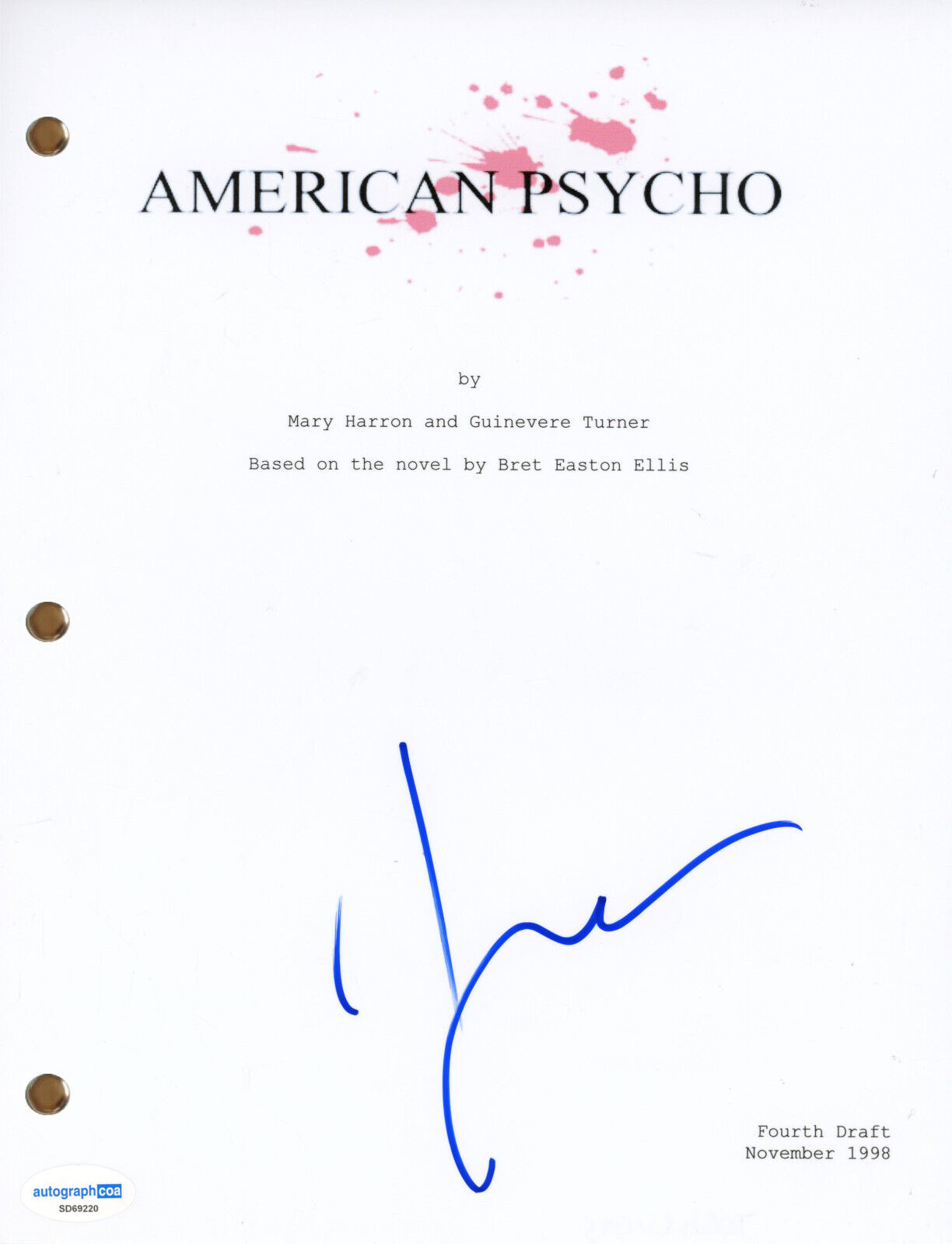 Josh Lucas “American Psycho” Signed Autograph Full Movie Script ...