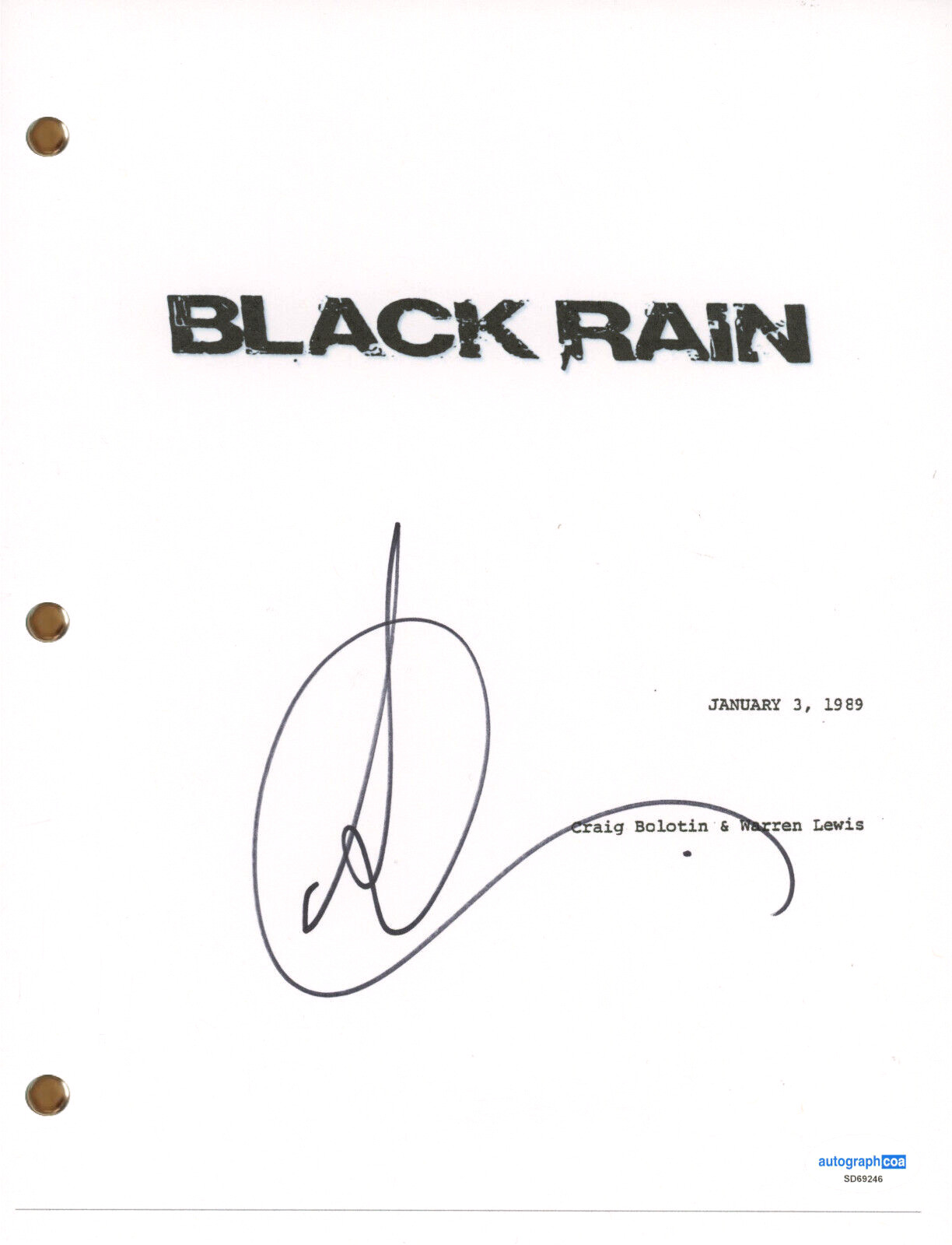 Andy Garcia “Black Rain” Signed Autograph Movie Script Full Screenplay ACOA COA | Autographia