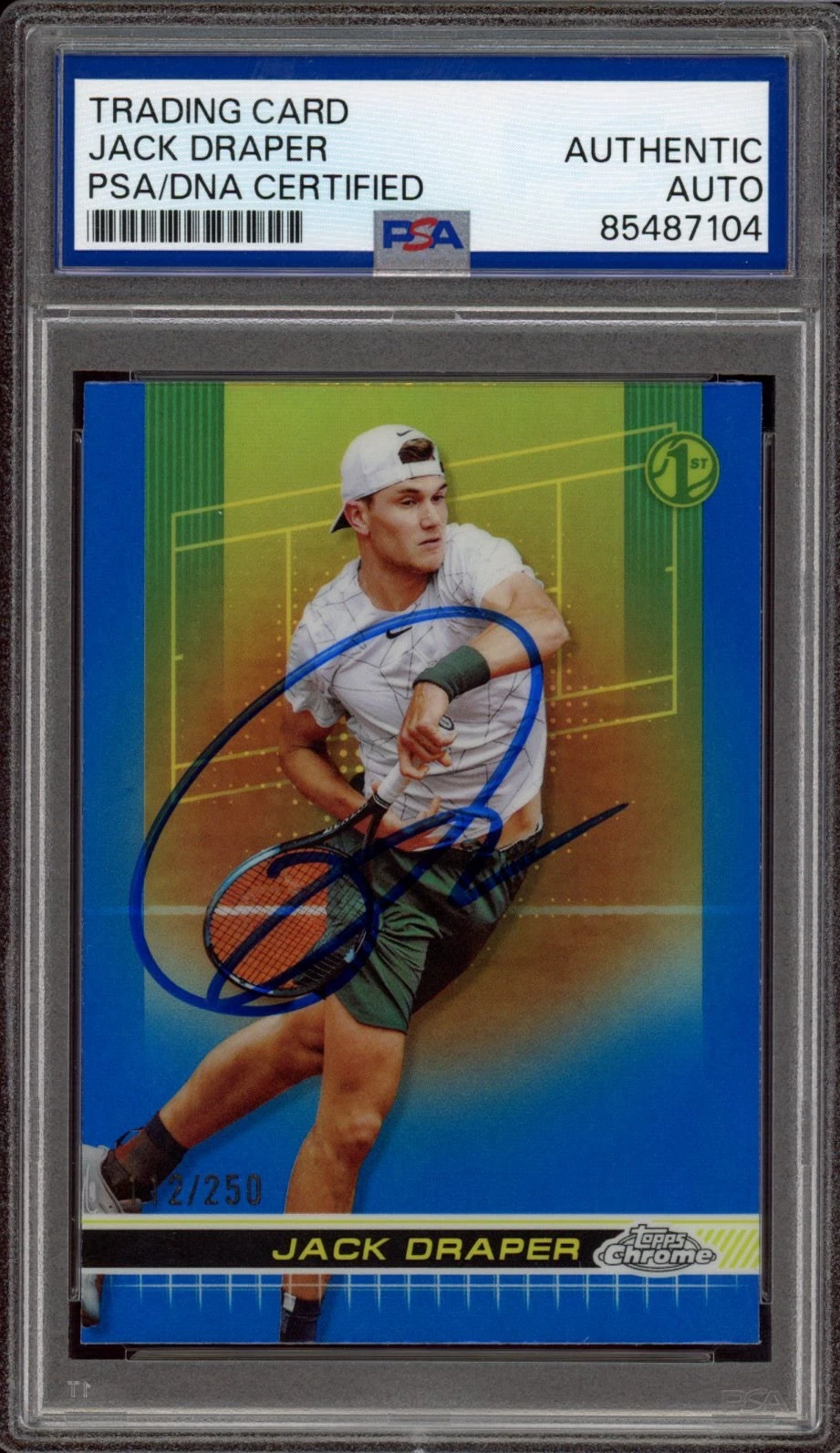 2024 Topps Chrome Tennis #2 Jack Draper Signed Blue Ref /250 Rookie PSA ...