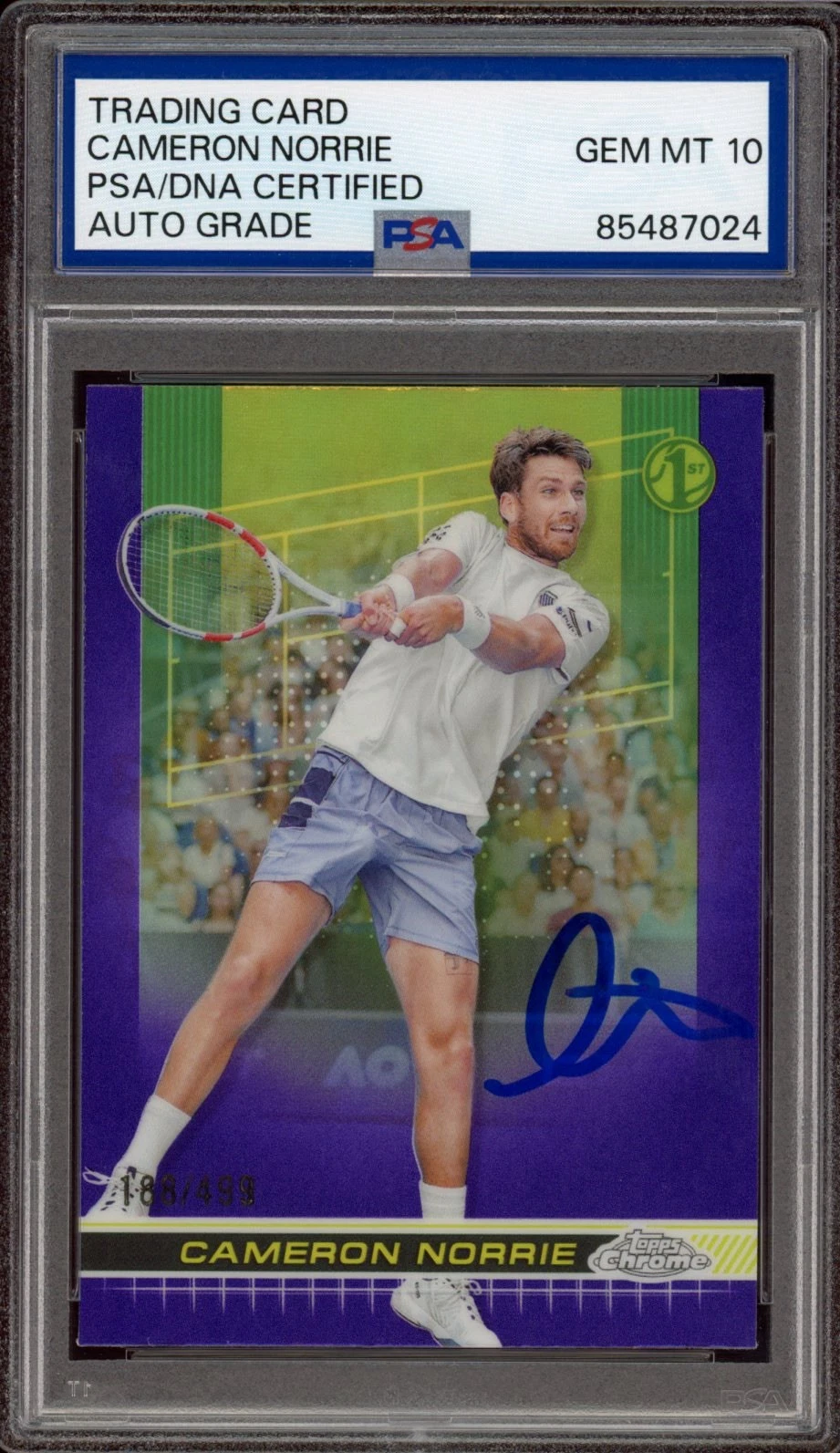 2024 Topps Chrome Tennis #136 Cameron Norrie Purple Rookie /499 PSA GEM ...