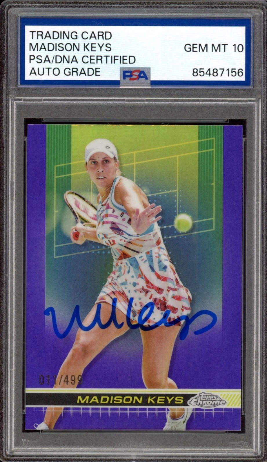 2024 Topps Chrome Tennis #95 Madison Keys Signed Purple /499 PSA GEM MT ...