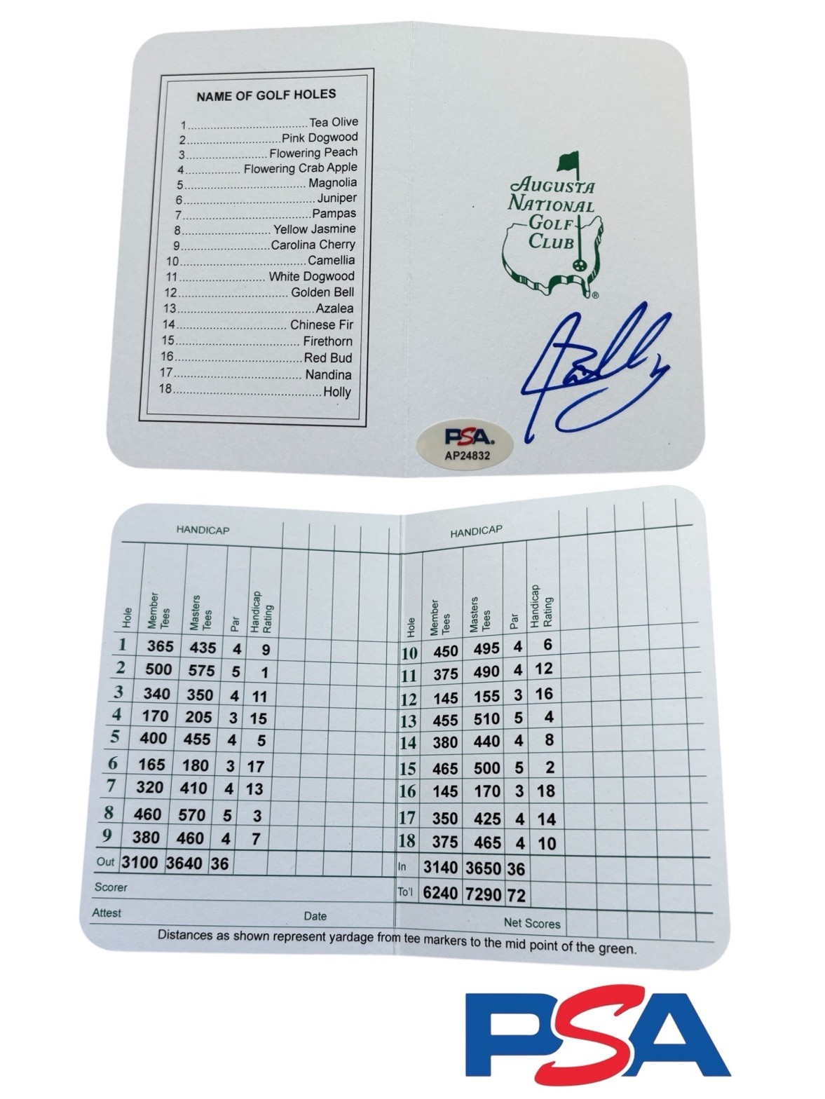 Jose Luis Ballester Signed Masters Scorecard Augusta National Golf PSA ...