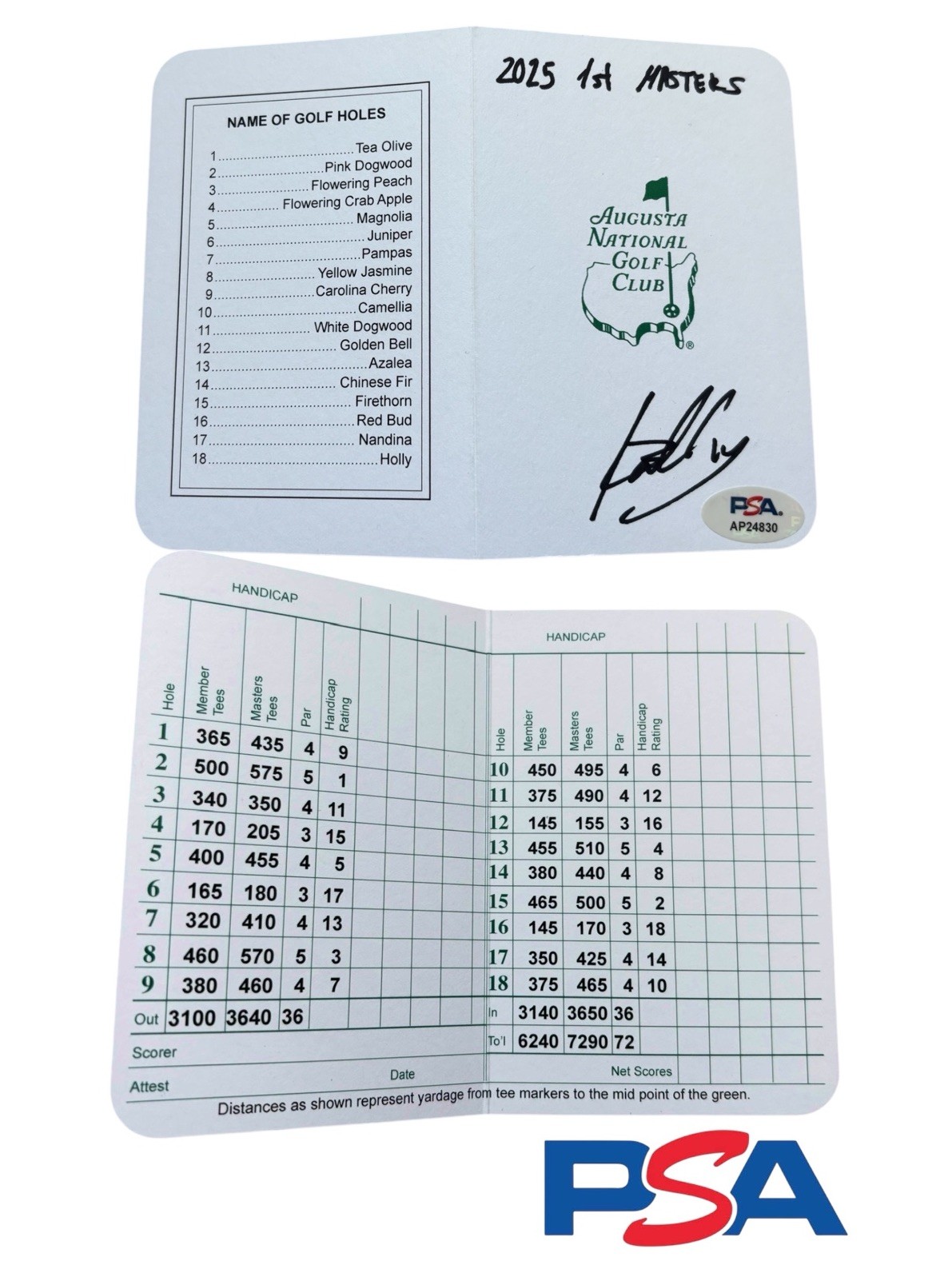 Jose Luis Ballester Signed 2025 1st Masters Scorecard Augusta Golf PSA ...