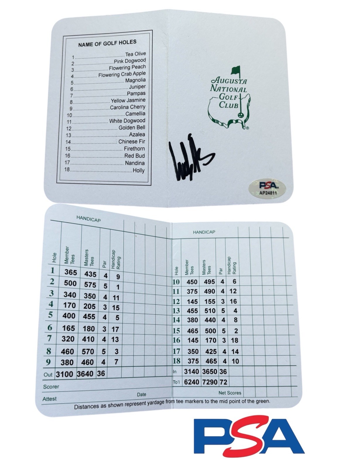 Ludvig Aberg Signed Masters Scorecard Augusta National Golf Club PSA ...