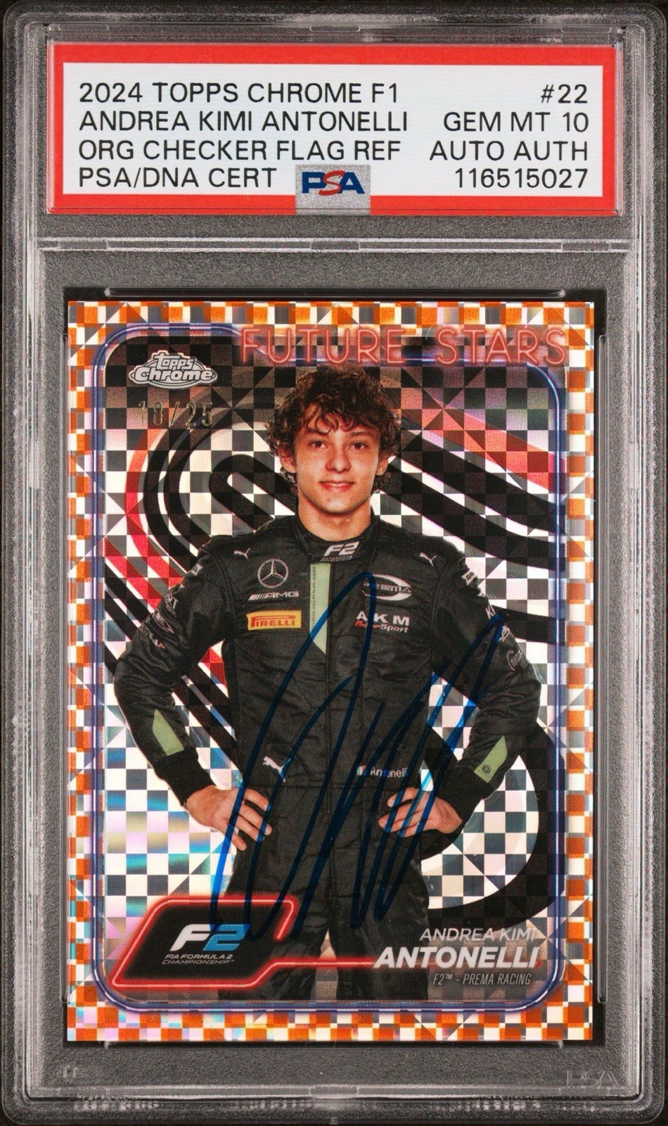 2024 Topps Chrome F1 #22 Andrea Kimi Antonelli Orange Auto /25 PSA GEM ...
