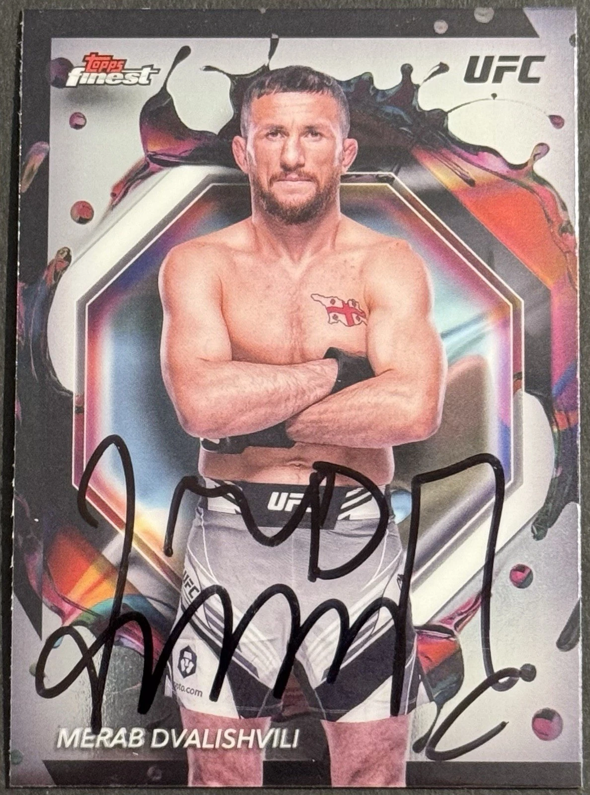 Merab Dvalishvili Signed 2024 Topps Finest Rare Base UFC Card BAS ...