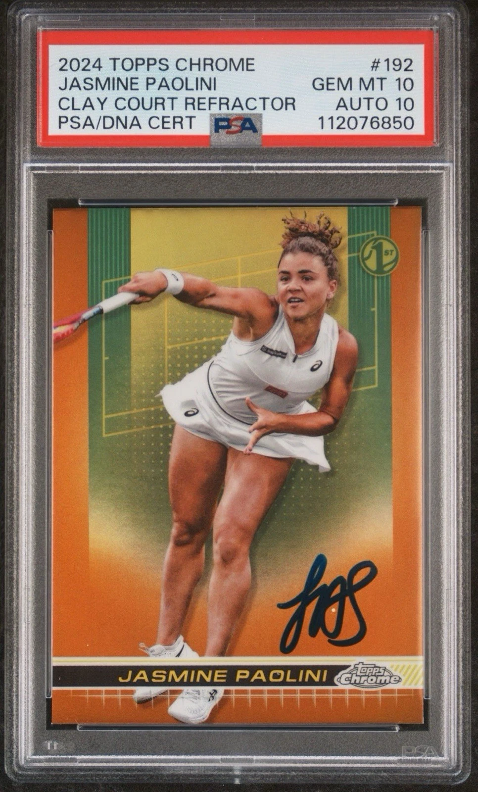 2024 Topps Chrome #192 Jasmine Paolini Clay Court Refractor Auto PSA 10 ...