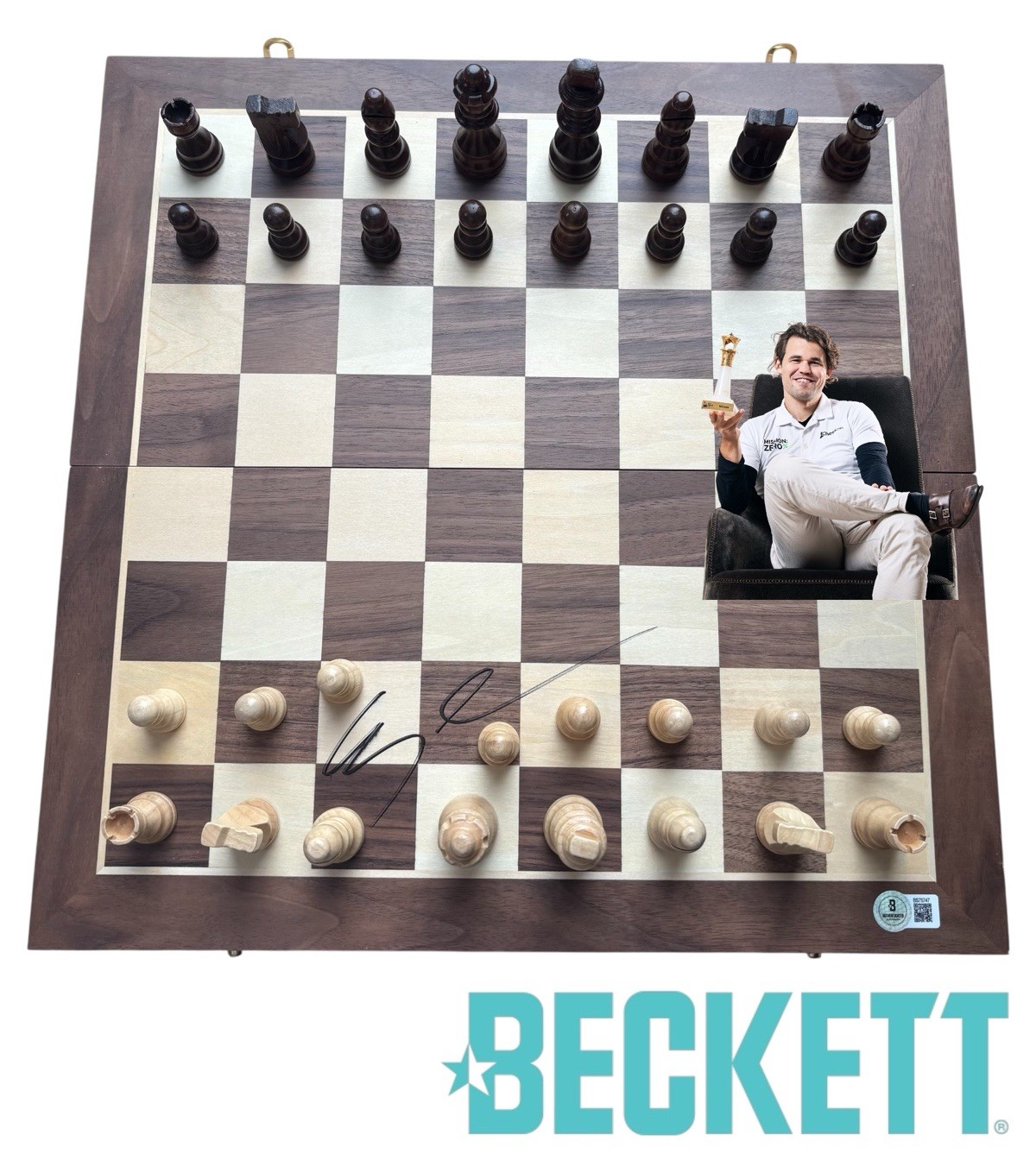 Magnus Carlsen Signed Chessboard Grandmaster Chess World Champion ...