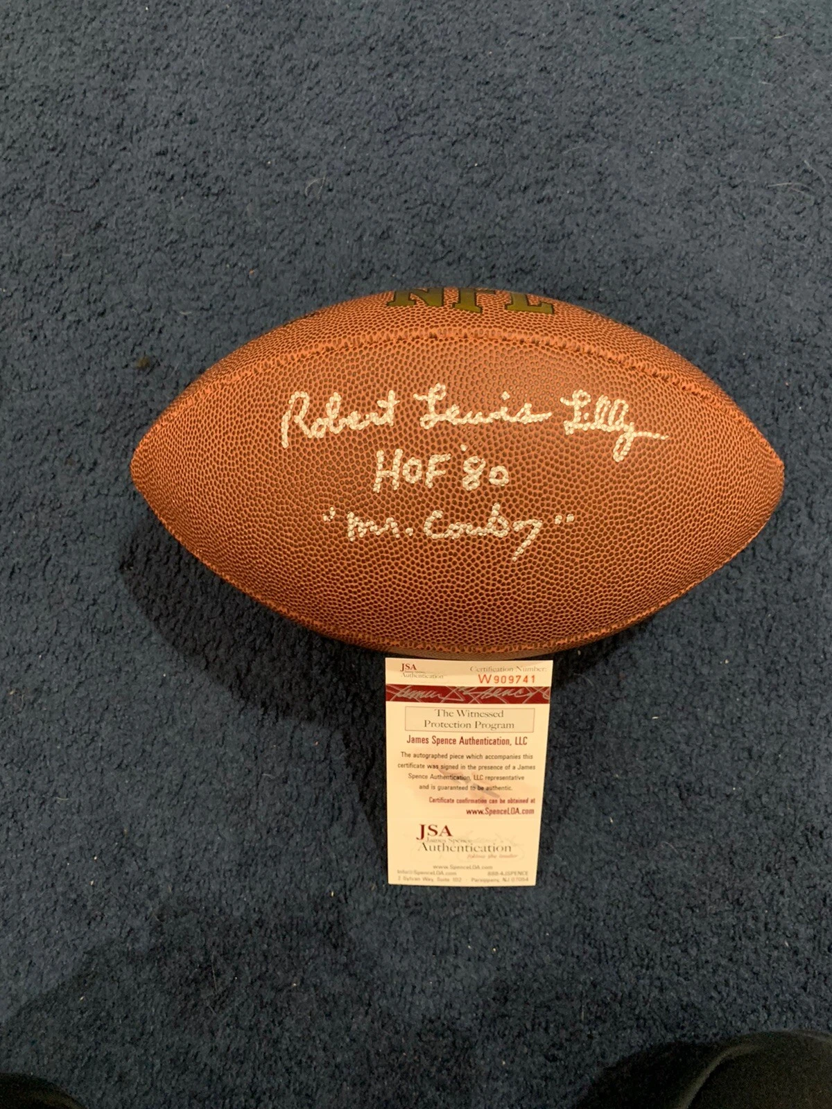 Robert Lewis Lilly Signed Full Size Football JSA Cowboys Full Name Bob ...
