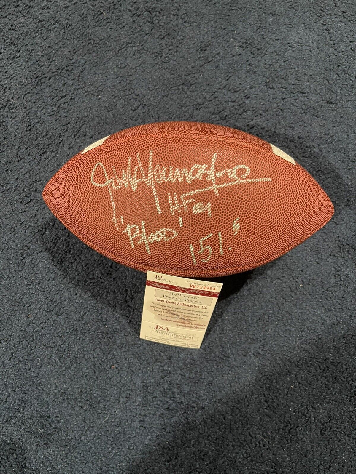 Jack Youngblood Signed Football, JSA, 3 Inscriptions, Rams Blood ...