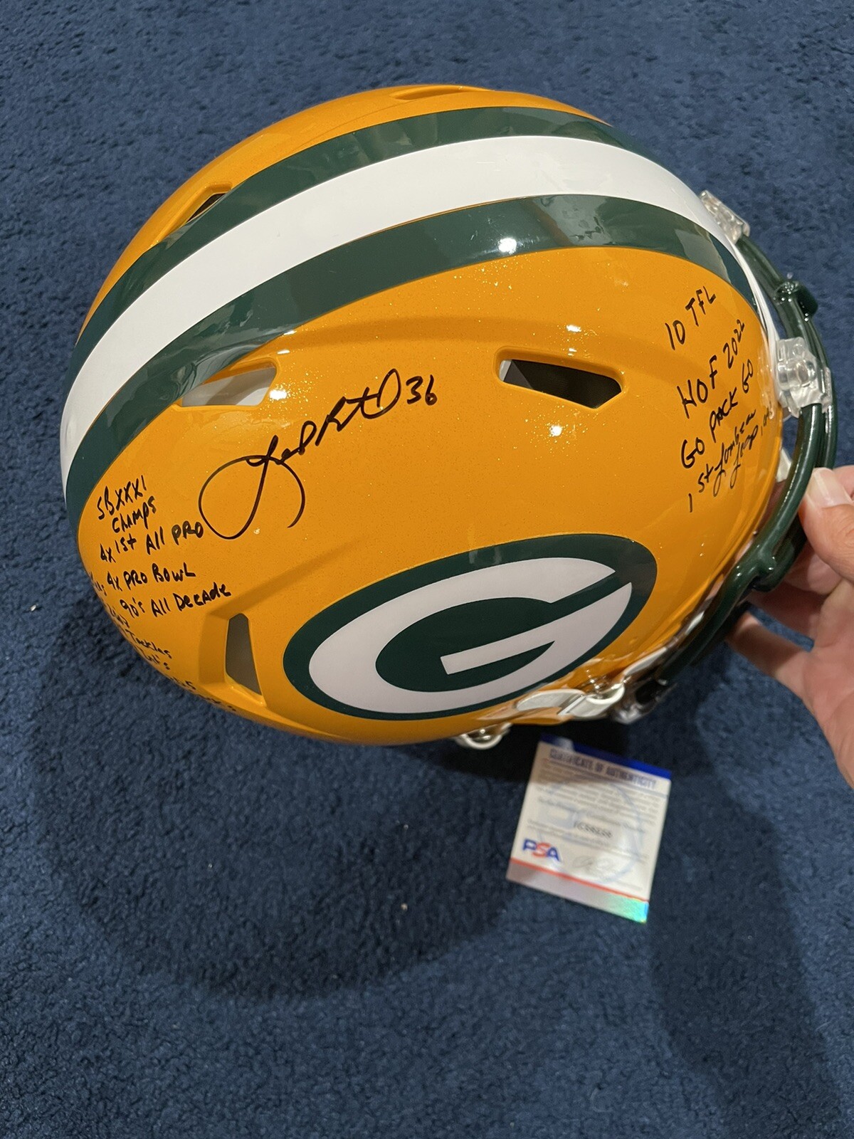 Leroy Butler SIGNED Packers F/S Authentic STAT HELMET 12 INSCRIPTIONS ...