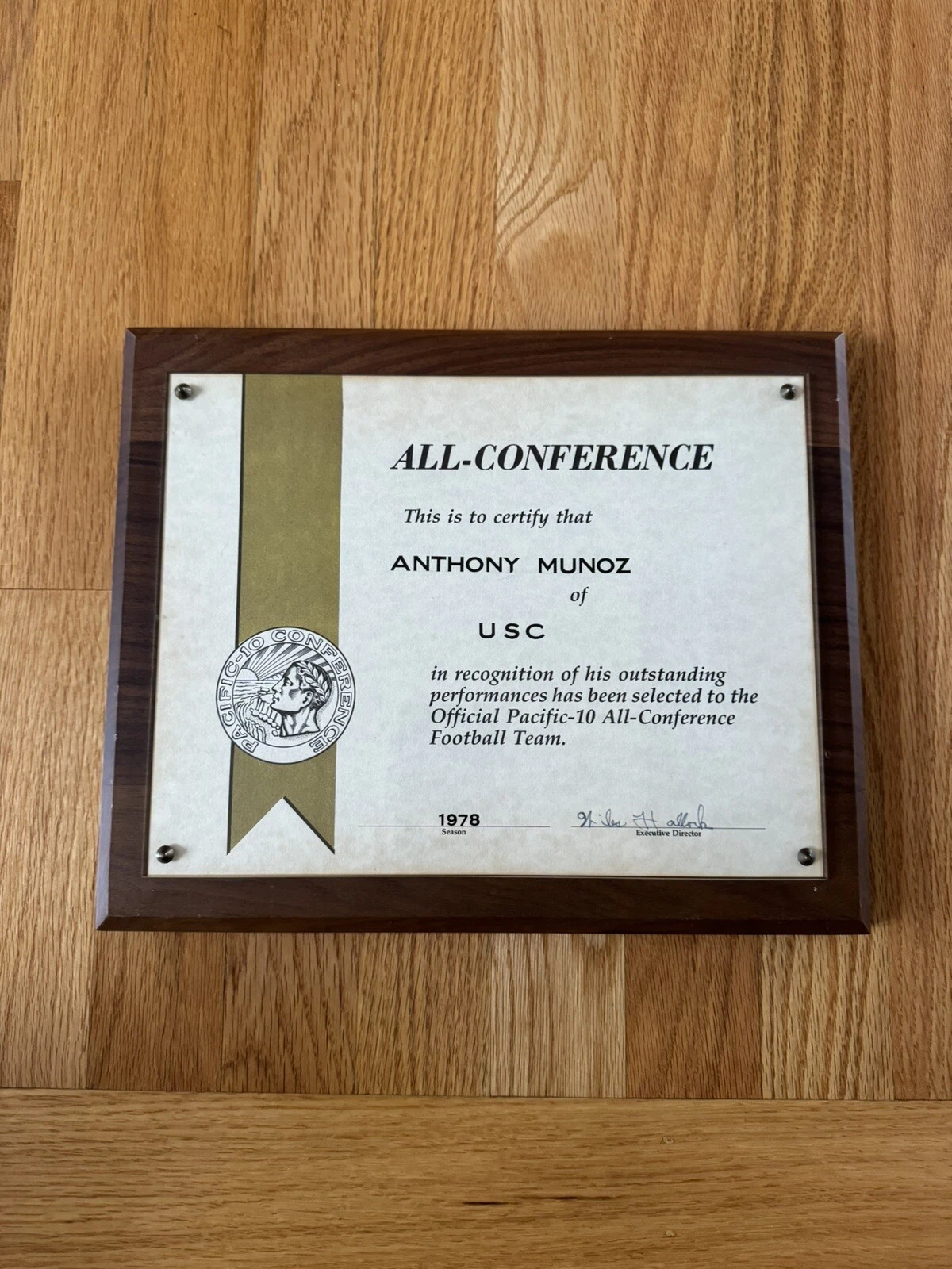 PERSONALLY OWNED Anthony Munoz 1978 PAC 10 All Conference Award USC ...