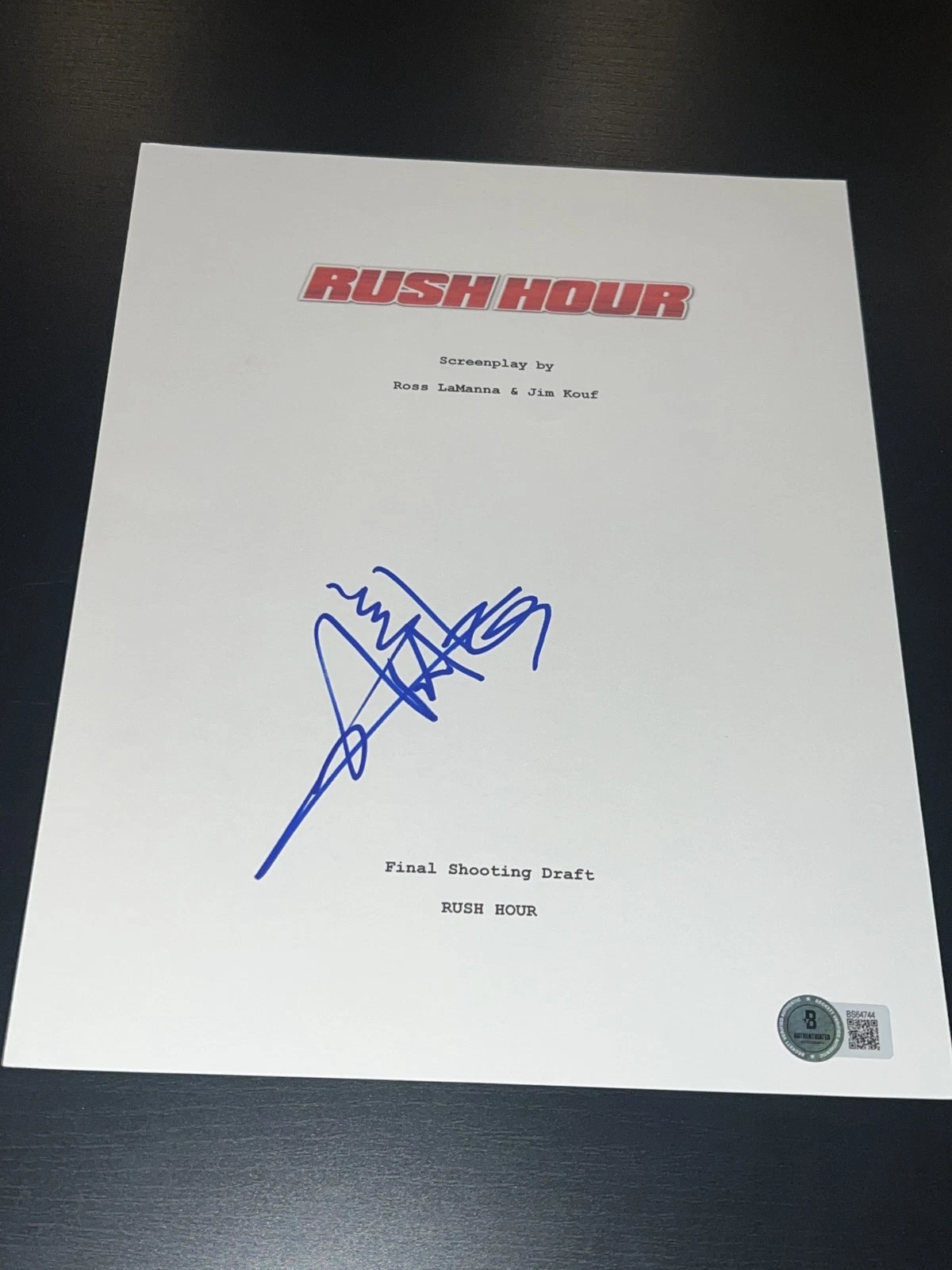 JACKIE CHAN SIGNED AUTOGRAPH RUSH HOUR MOVIE SCRIPT FULL SCRIPT BECKETT ...