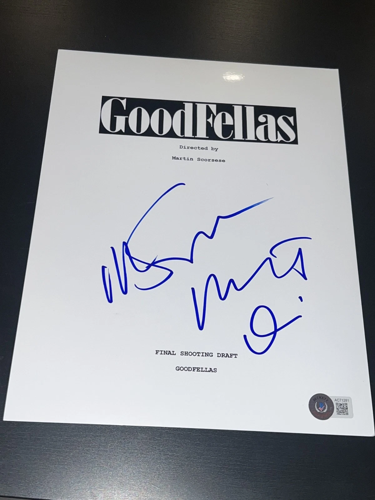 MARTIN SCORSESE ROBERT DENIRO SIGNED MOVIE SCRIPT GOODFELLAS BECKETT ...