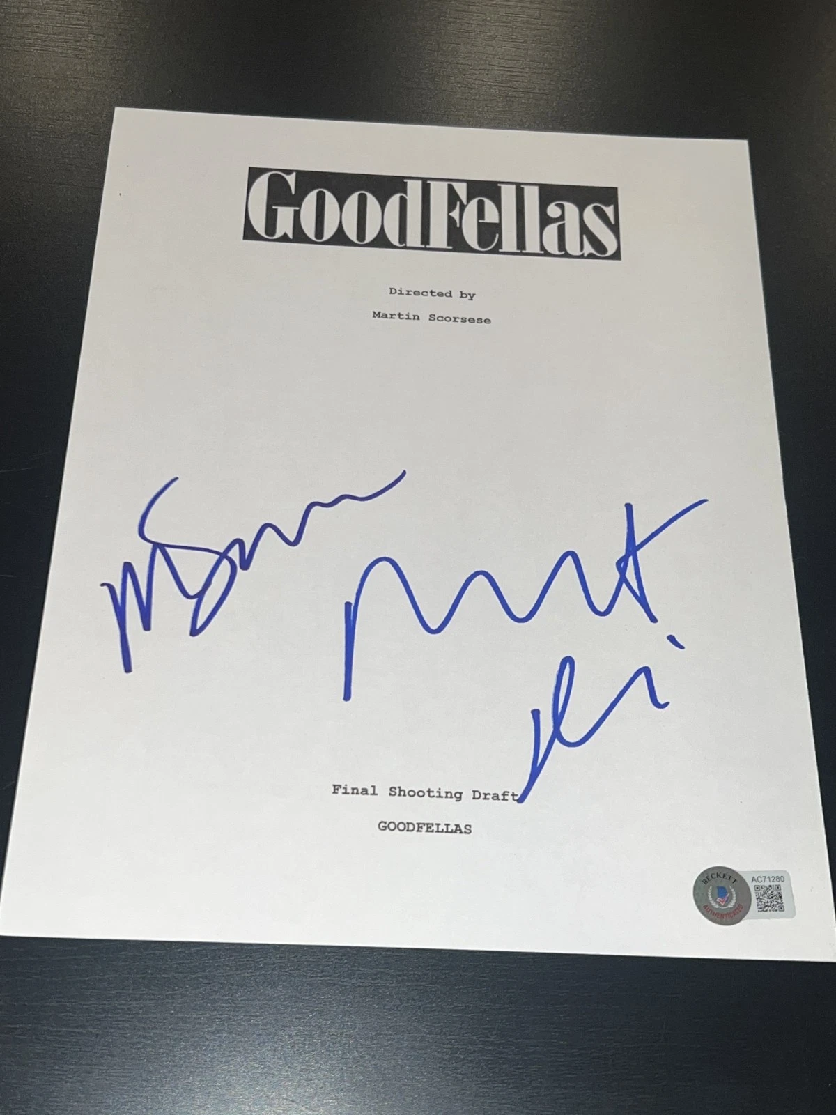MARTIN SCORSESE ROBERT DENIRO SIGNED MOVIE SCRIPT GOODFELLAS BECKETT BAS COA E | Autographia