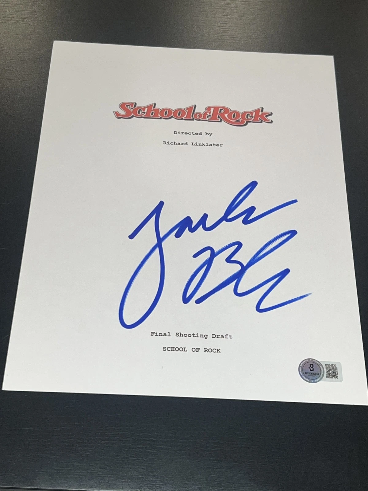 JACK BLACK SIGNED AUTOGRAPH MOVIE SCRIPT SCHOOL OF ROCK BECKETT BAS COA ...