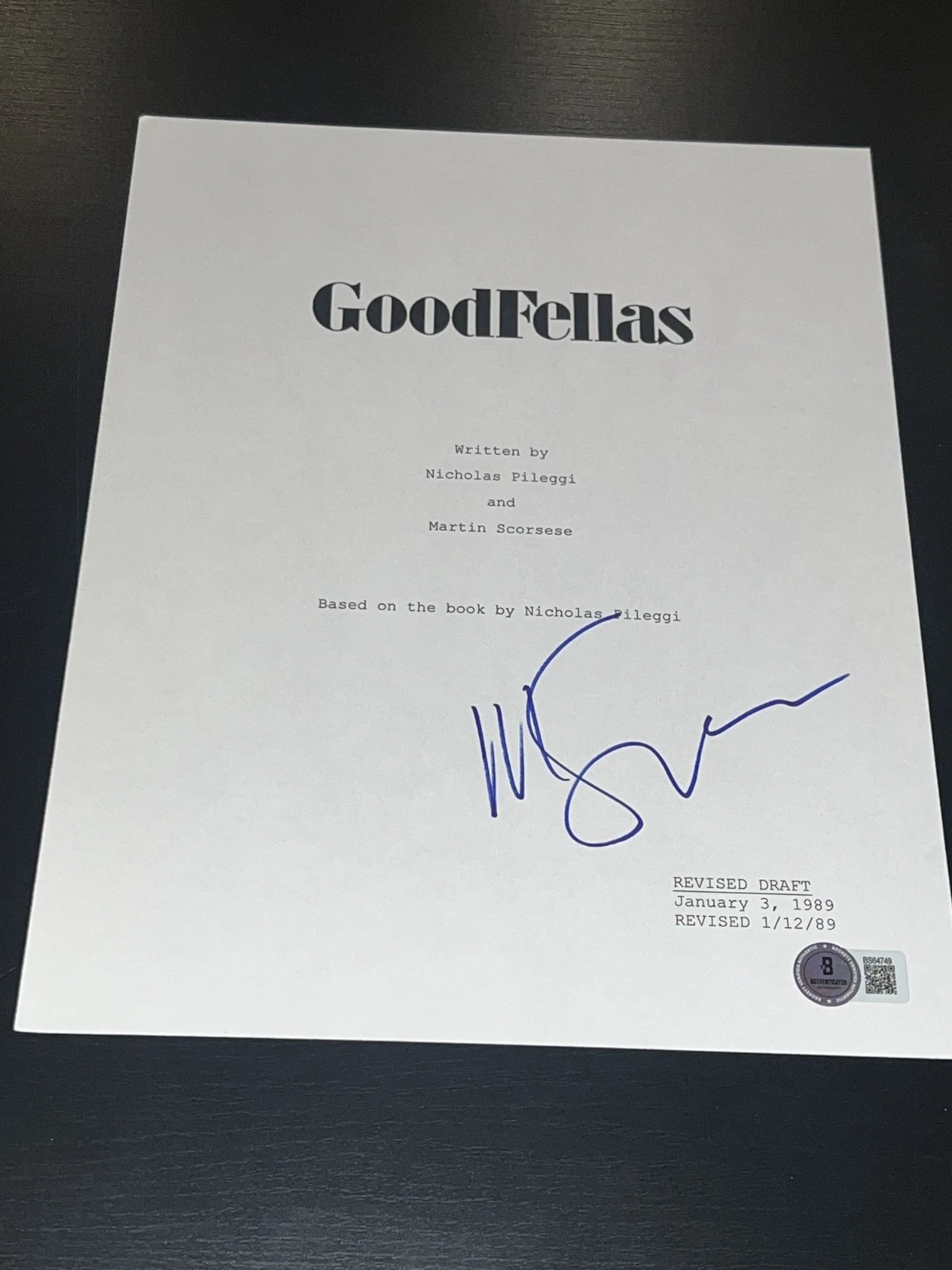 MARTIN SCORSESE SIGNED AUTOGRAPH MOVIE SCRIPT GOODFELLAS BECKETT BAS ...