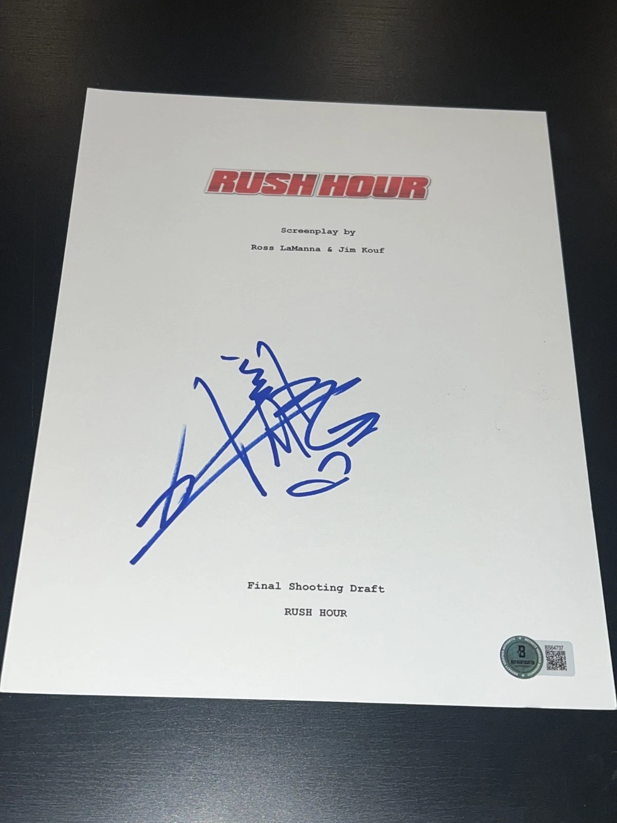 JACKIE CHAN SIGNED AUTOGRAPH RUSH HOUR MOVIE SCRIPT FULL SCRIPT BECKETT ...