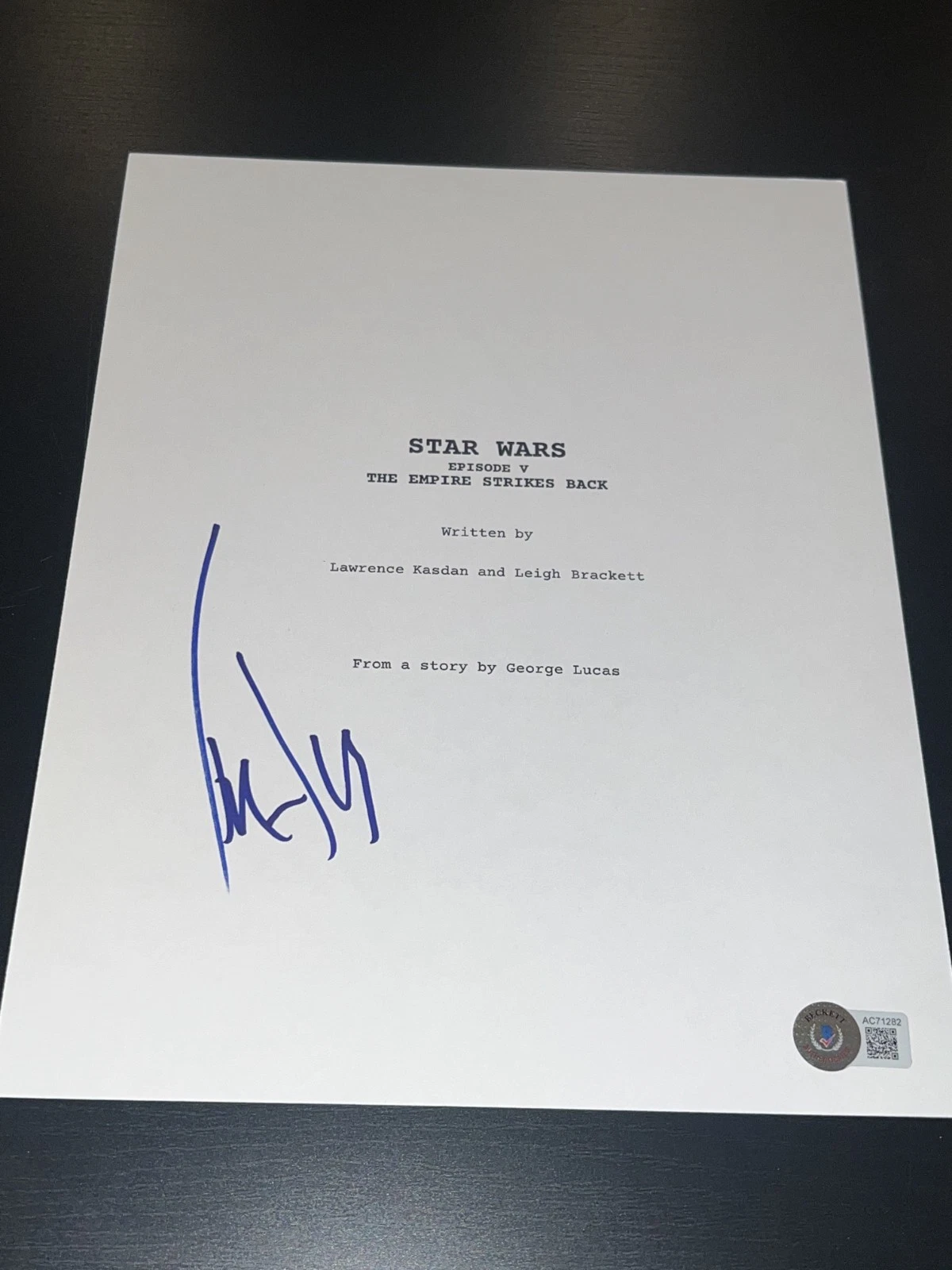 HARRISON FORD SIGNED AUTOGRAPH MOVIE SCRIPT EMPIRE STRIKES BACK BECKETT ...