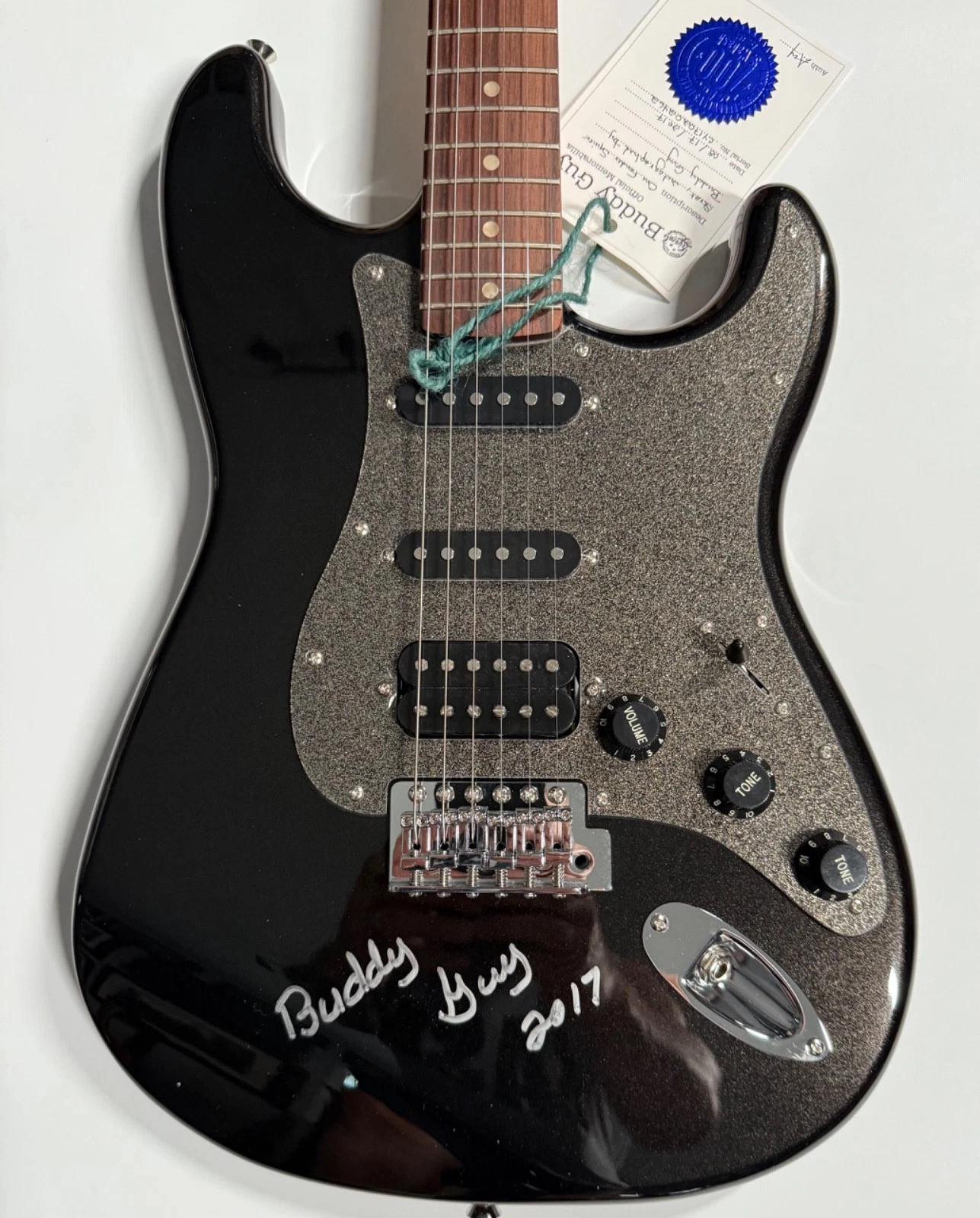 Buddy Guy ACOA Fully Autograph Signed Guitar Fender Squire Stratocaster ...