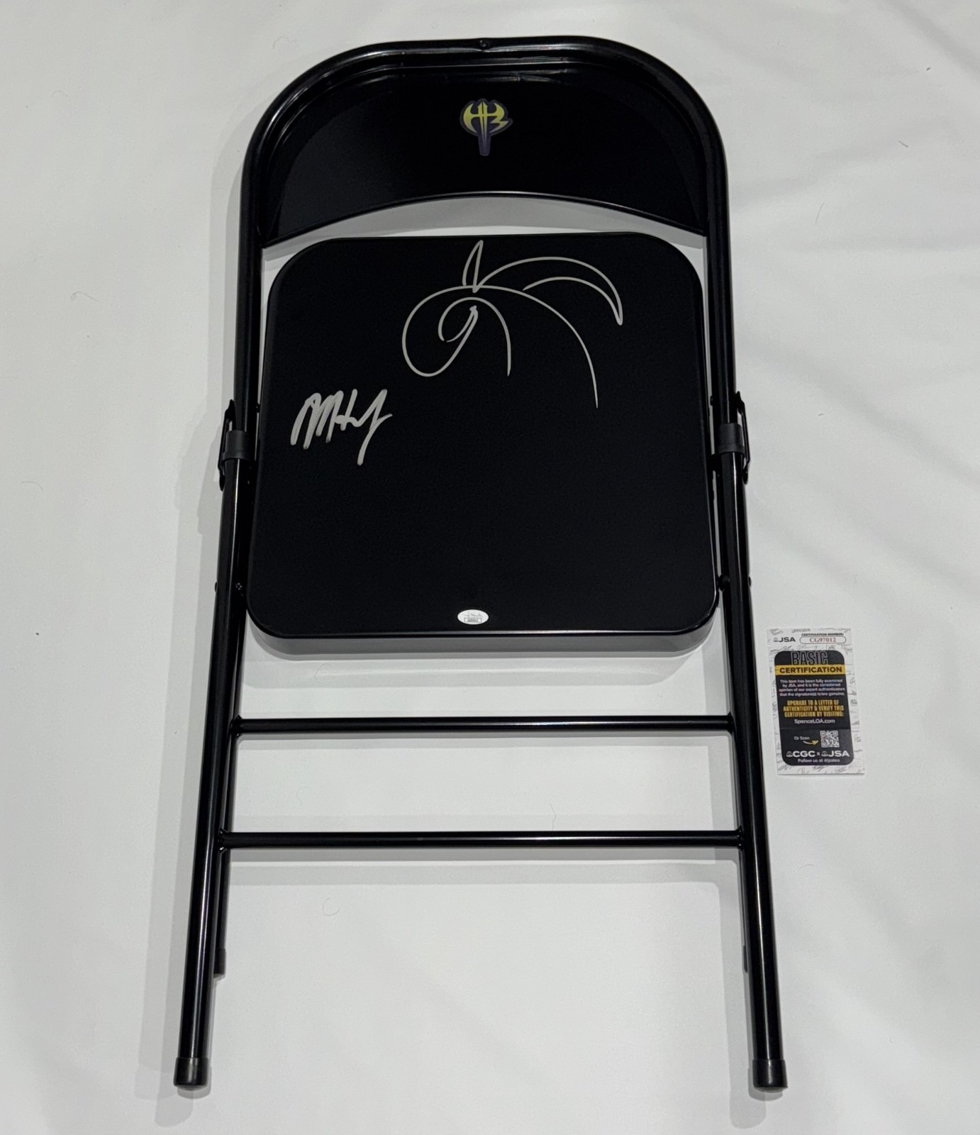 THE HARDY BOYZ SIGNED FULL-SIZE STEEL CHAIR JEFF MATT WWE JSA COA ...