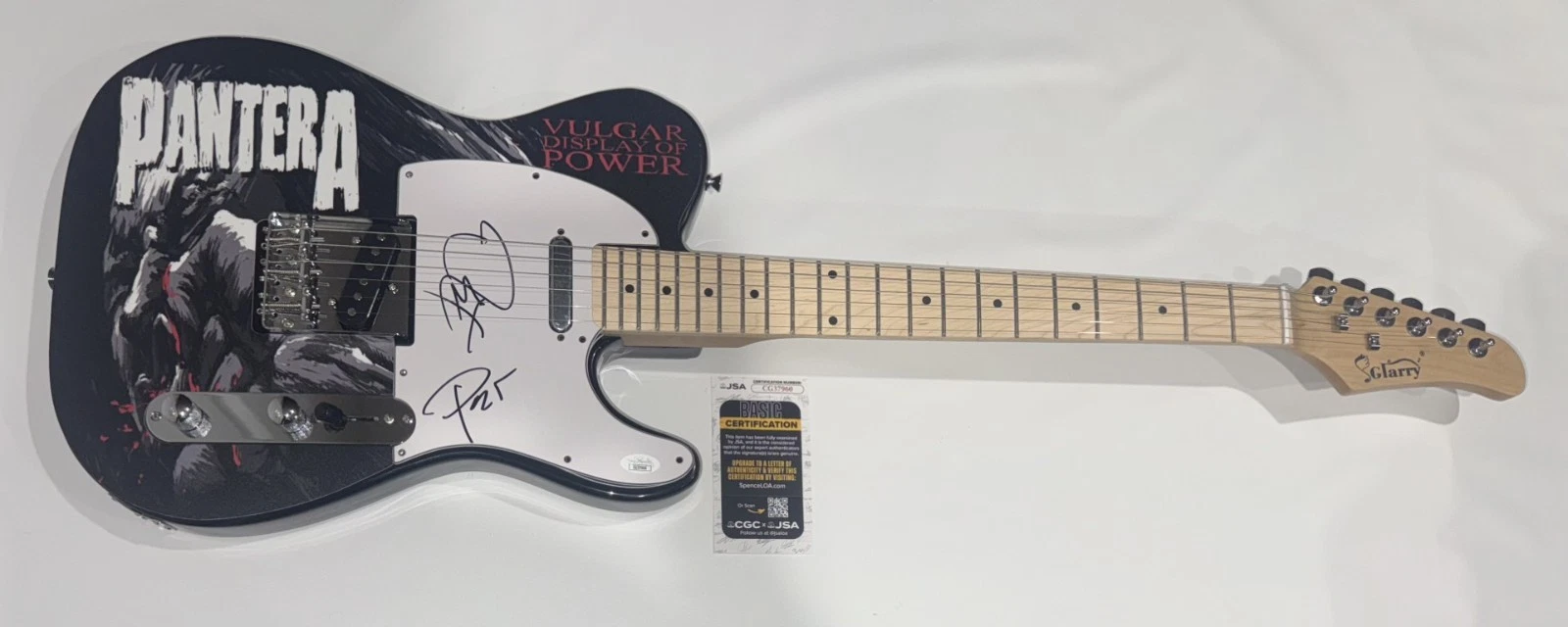 PANTERA SIGNED VULGAR DISPLAY OF POWER GUITAR PHIL ANSELMO REX BROWN ...