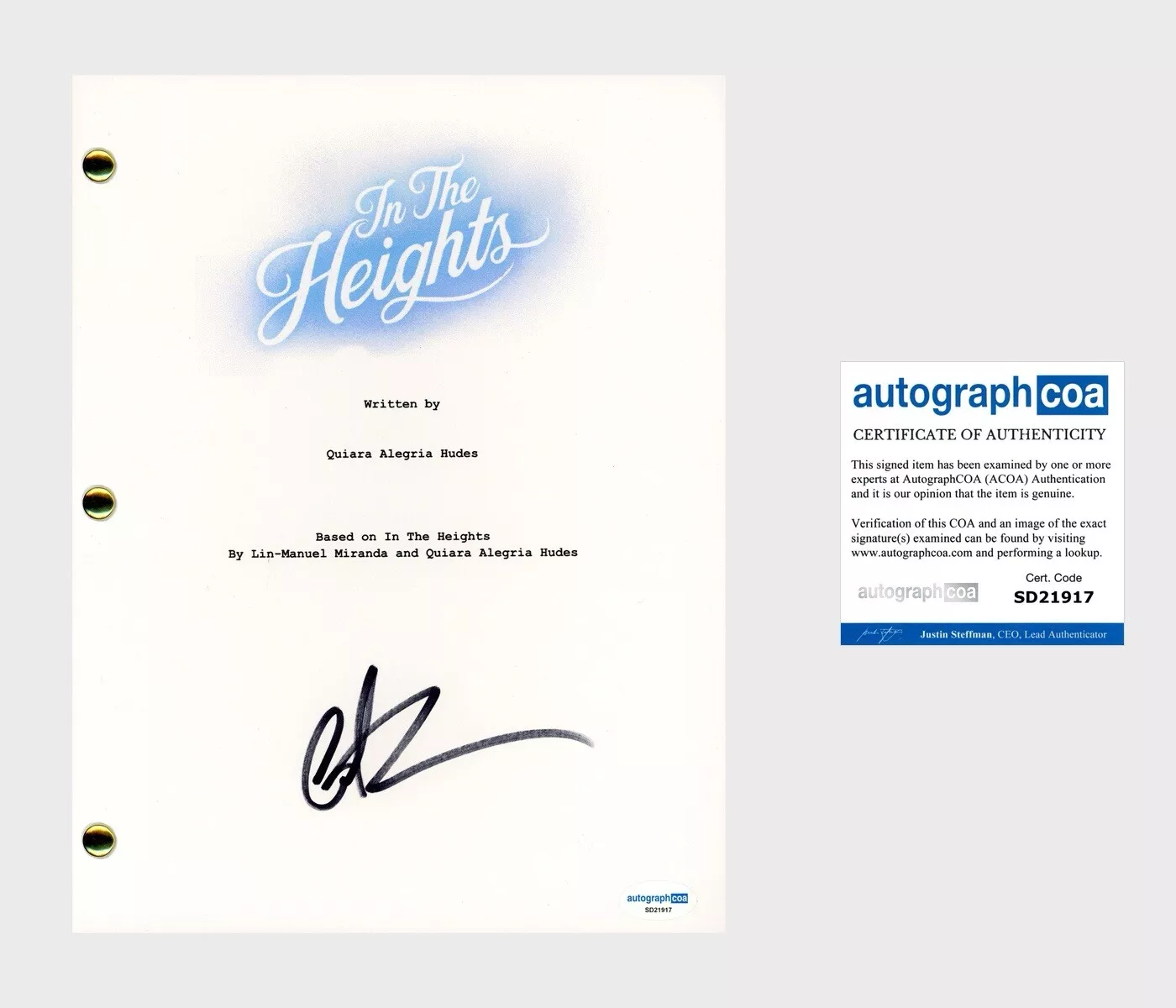 Anthony Ramos ‘In the Heights’ Signed Full Script Screenplay ‘Usnavi ...