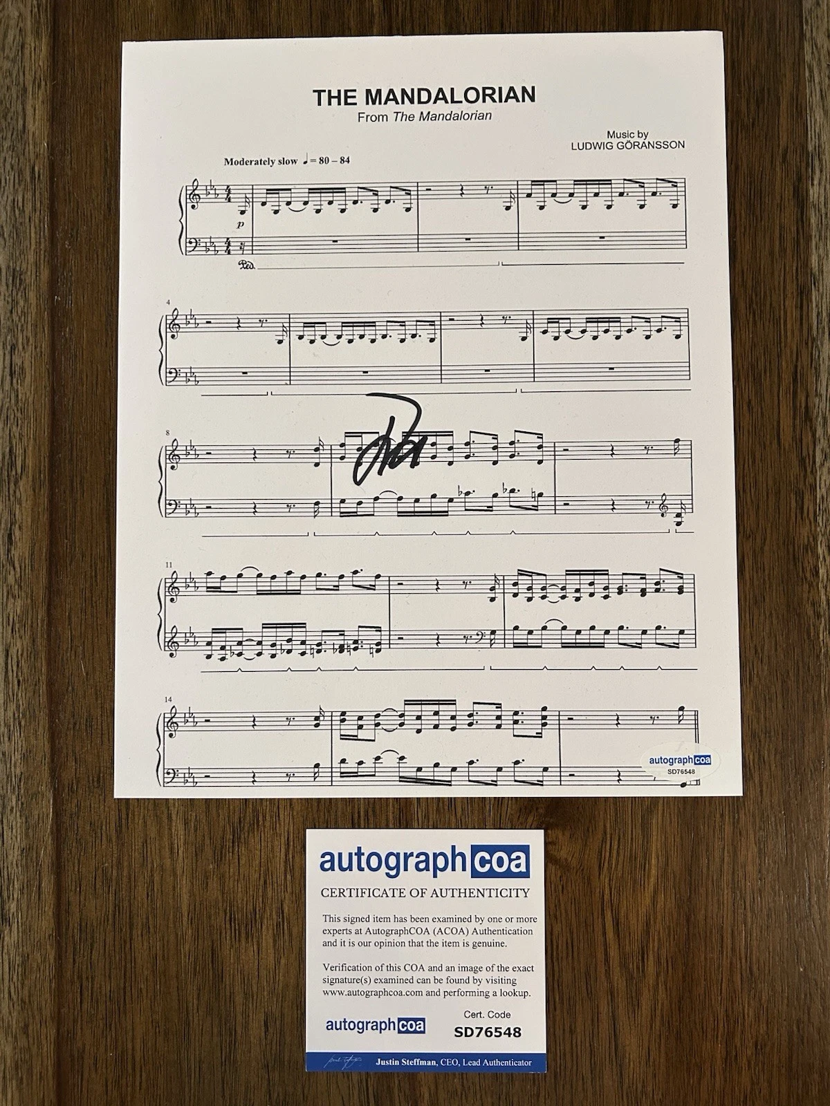 Ludwig Goransson ‘The Mandalorian’ Signed Sheet Music Composer ACOA ...