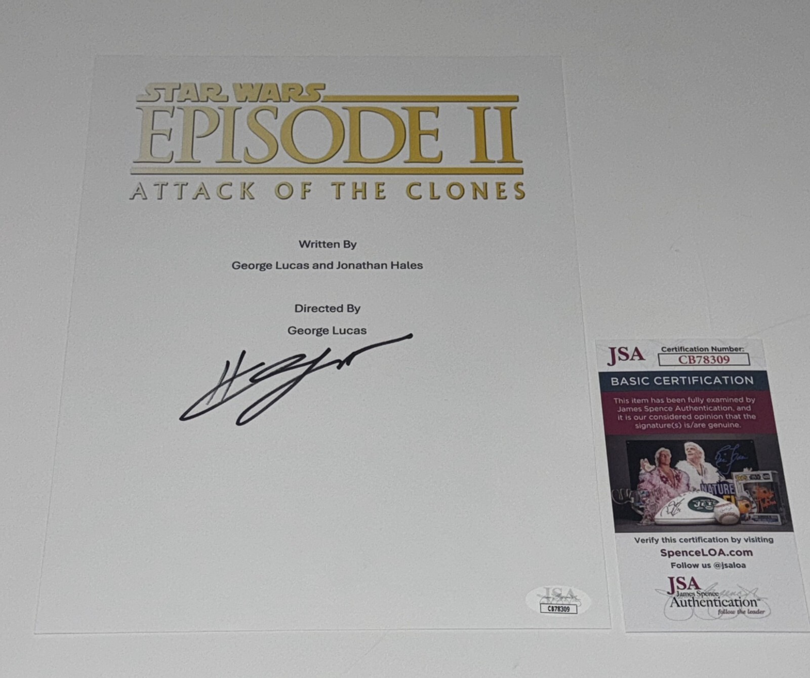 HAYDEN CHRISTENSEN SIGNED STAR WARS EPISODE II ATTACK OF THE CLONES ...