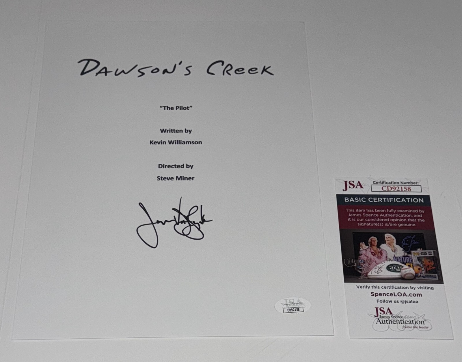 JAMES VAN DER BEEK SIGNED DAWSON'S CREEK PILOT EPISODE SCRIPT JSA COA ...