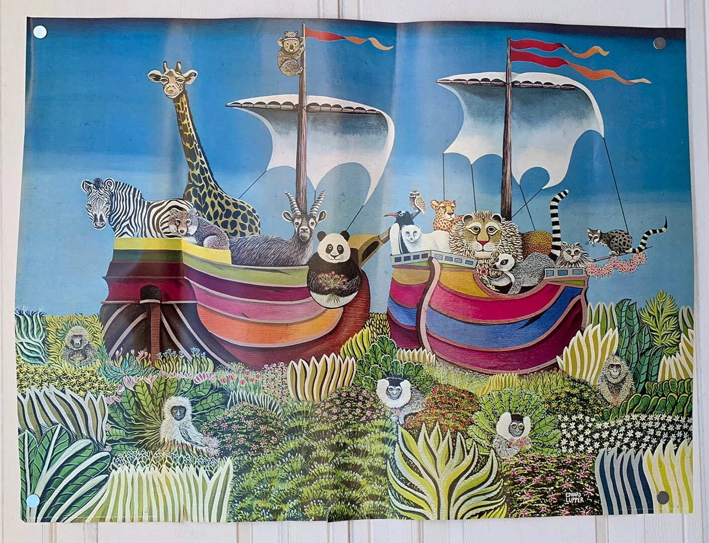 RARE Edward Lupper Vintage 1970's ORIGINAL Noah's Arc 29" x 39" Poster ...