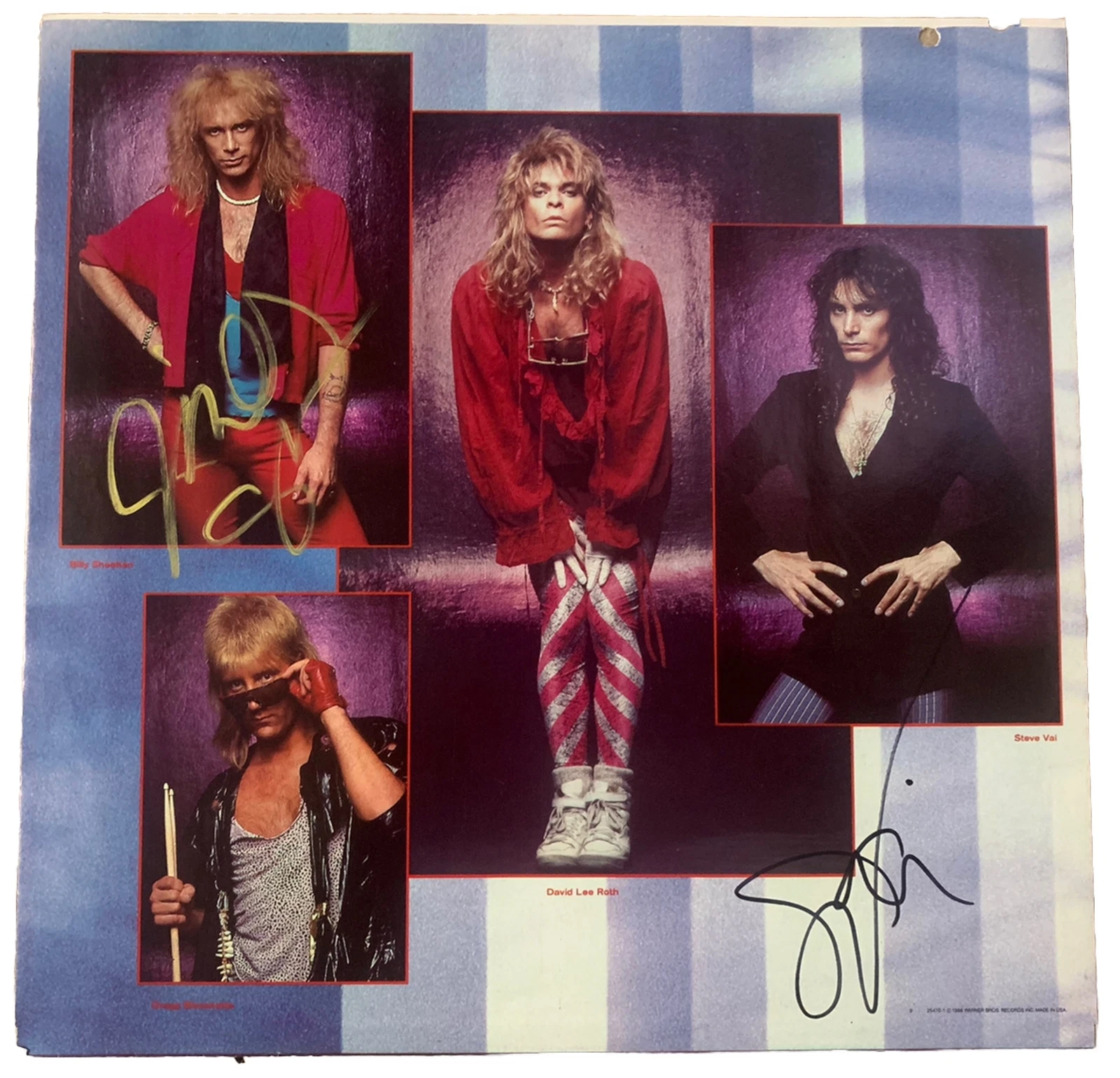 Steve Vai Billy Sheehan Autograph Signed David Lee Roth LP Sleeve BAS ...